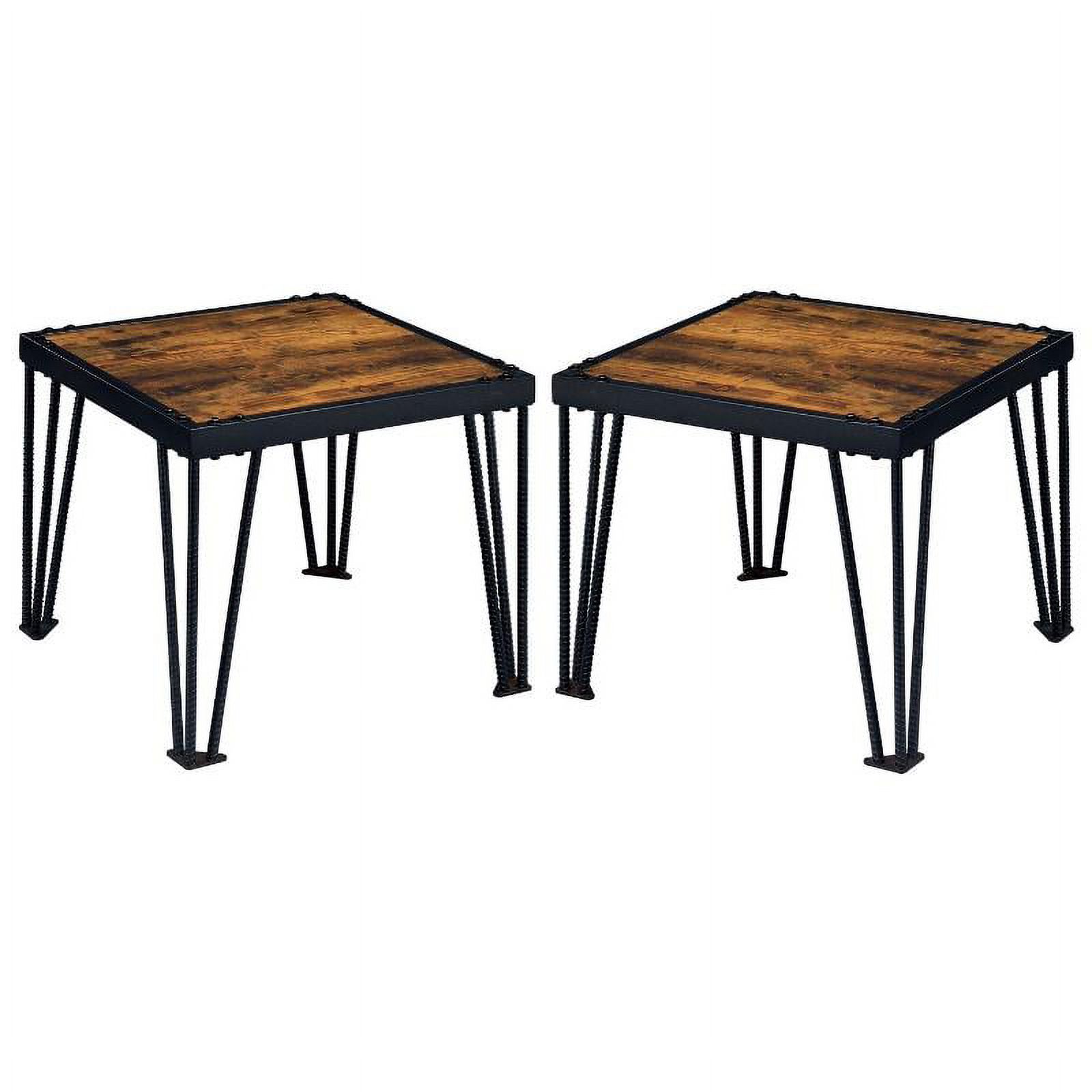 Home Square Eagles Industrial Metal Square End Table in Black - Set of ...