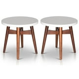 Home Square End Table in Cherry Base and White Silverstone - Set of 2 ...