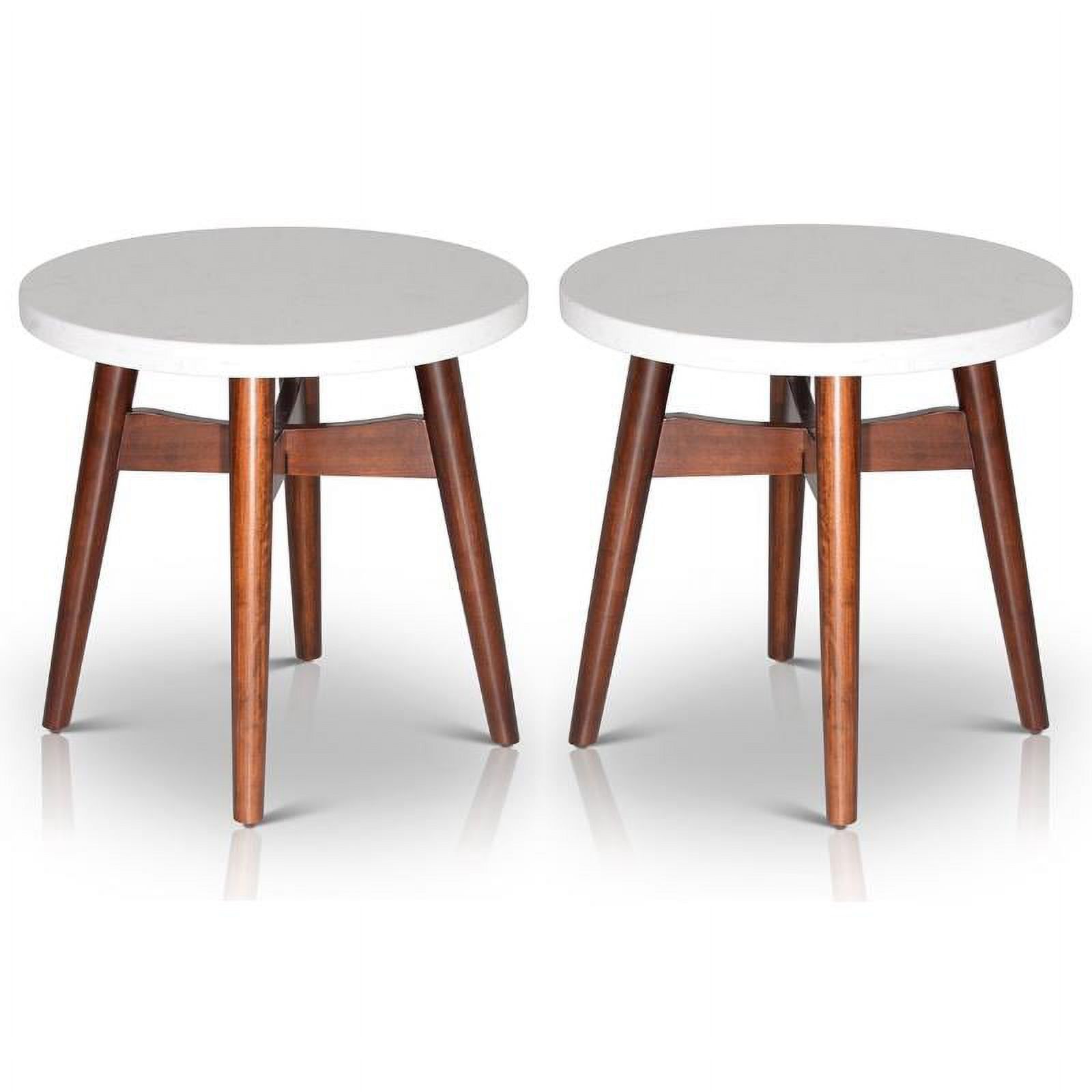 Home Square End Table in Cherry Base and White Silverstone - Set of 2 ...