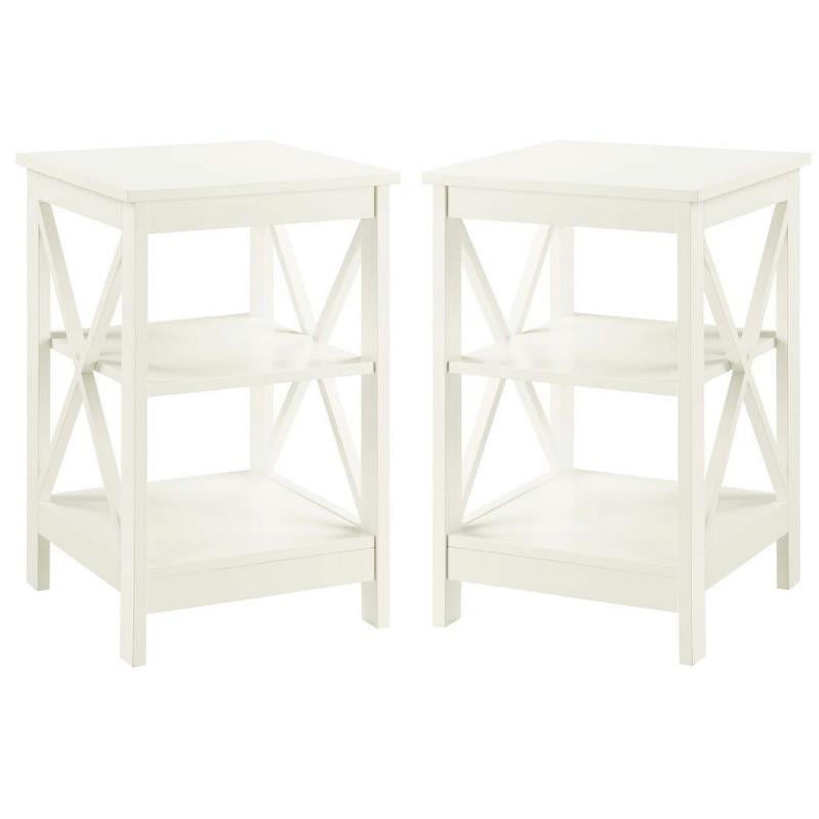 Home Square Wood Shaker Cottage 2-Shelf End Table in Ivory - Set of 2 ...