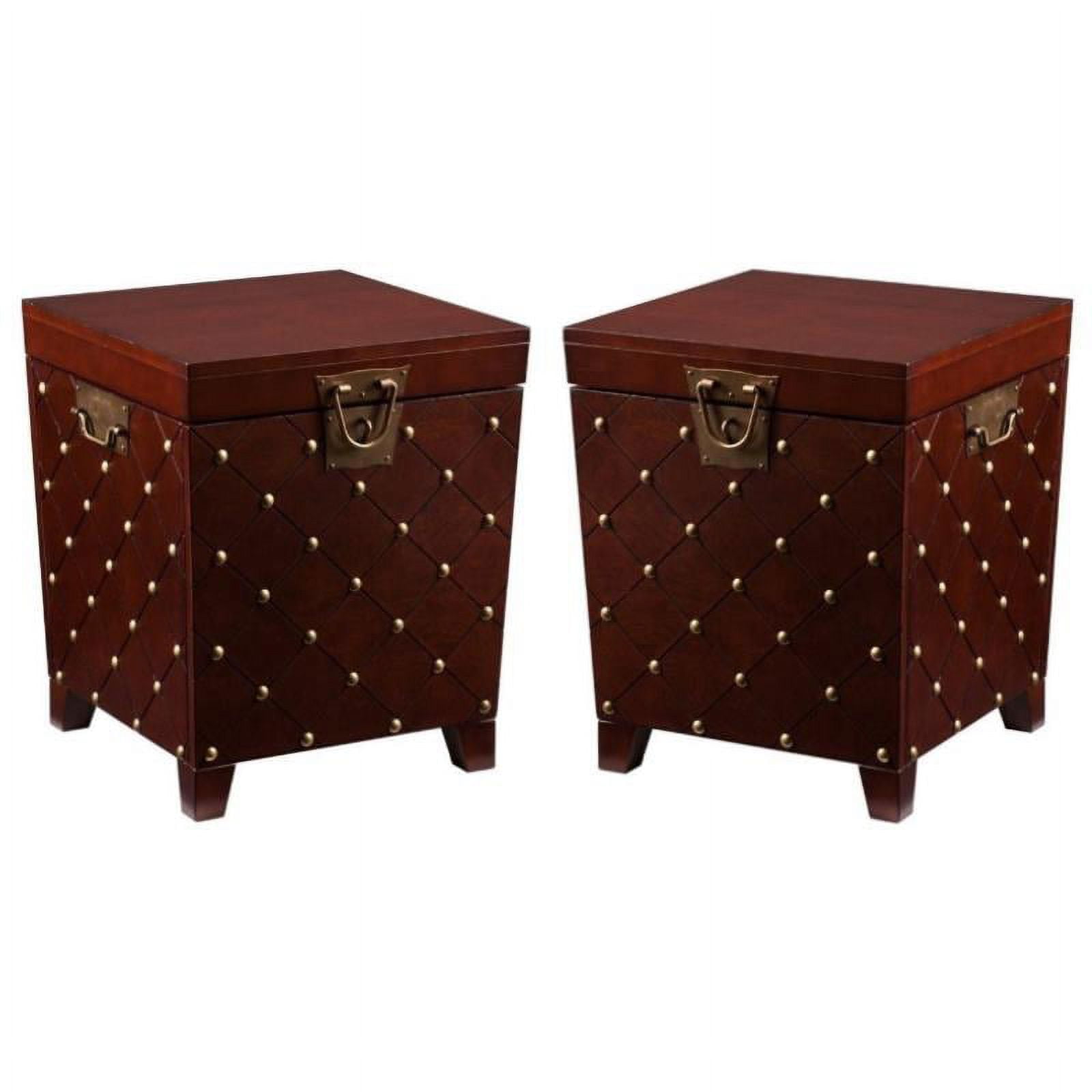 Home Square Espresso Nailhead Trunk End Table in Rich Espresso - Set of ...