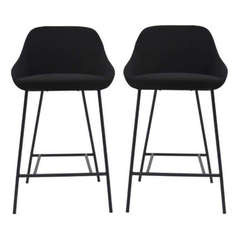 Home Square Fabric 25.6" Counter Stool in Black Finish - Set of 2 ...