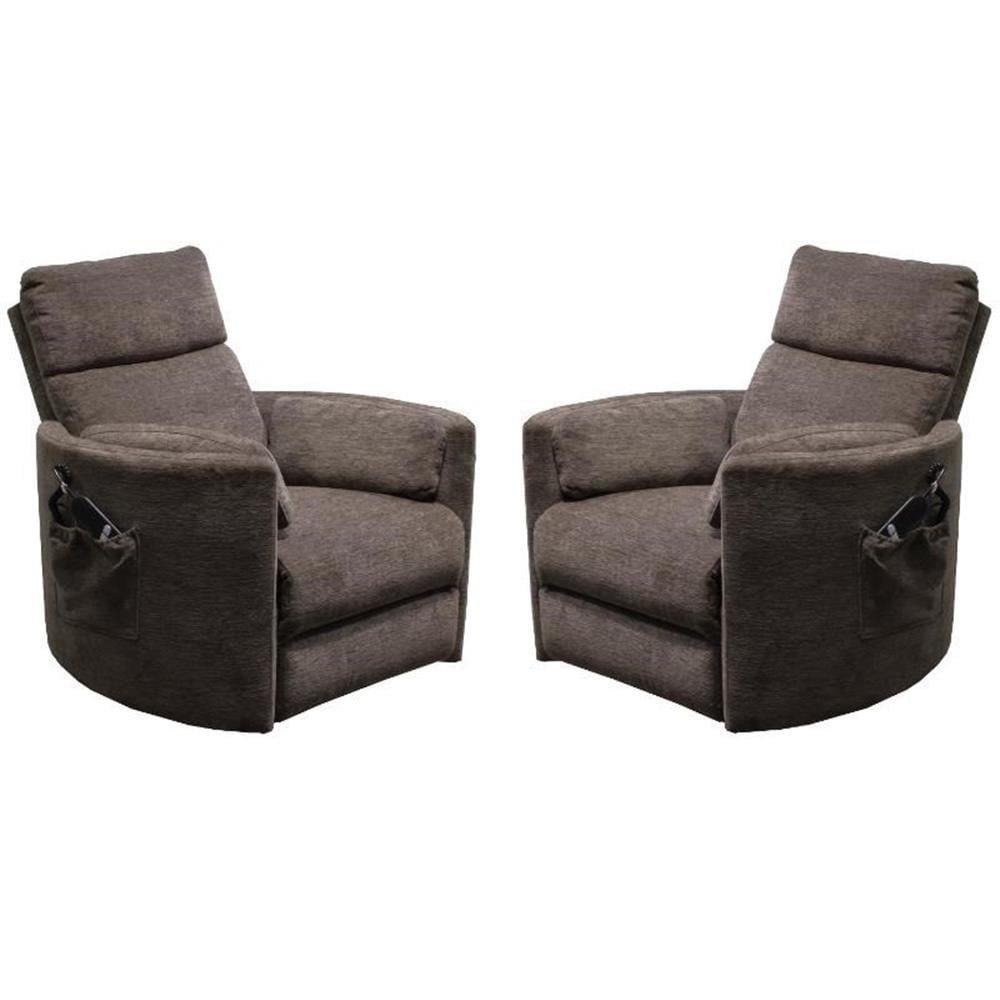 Home Square Fabric Lift Recliner in Brown & Krypton - Set of 2 ...