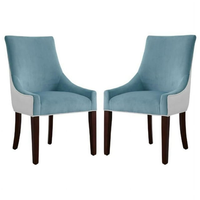 Home Square Fabric Upholstered Dining Chair in Blue and White - Set of ...