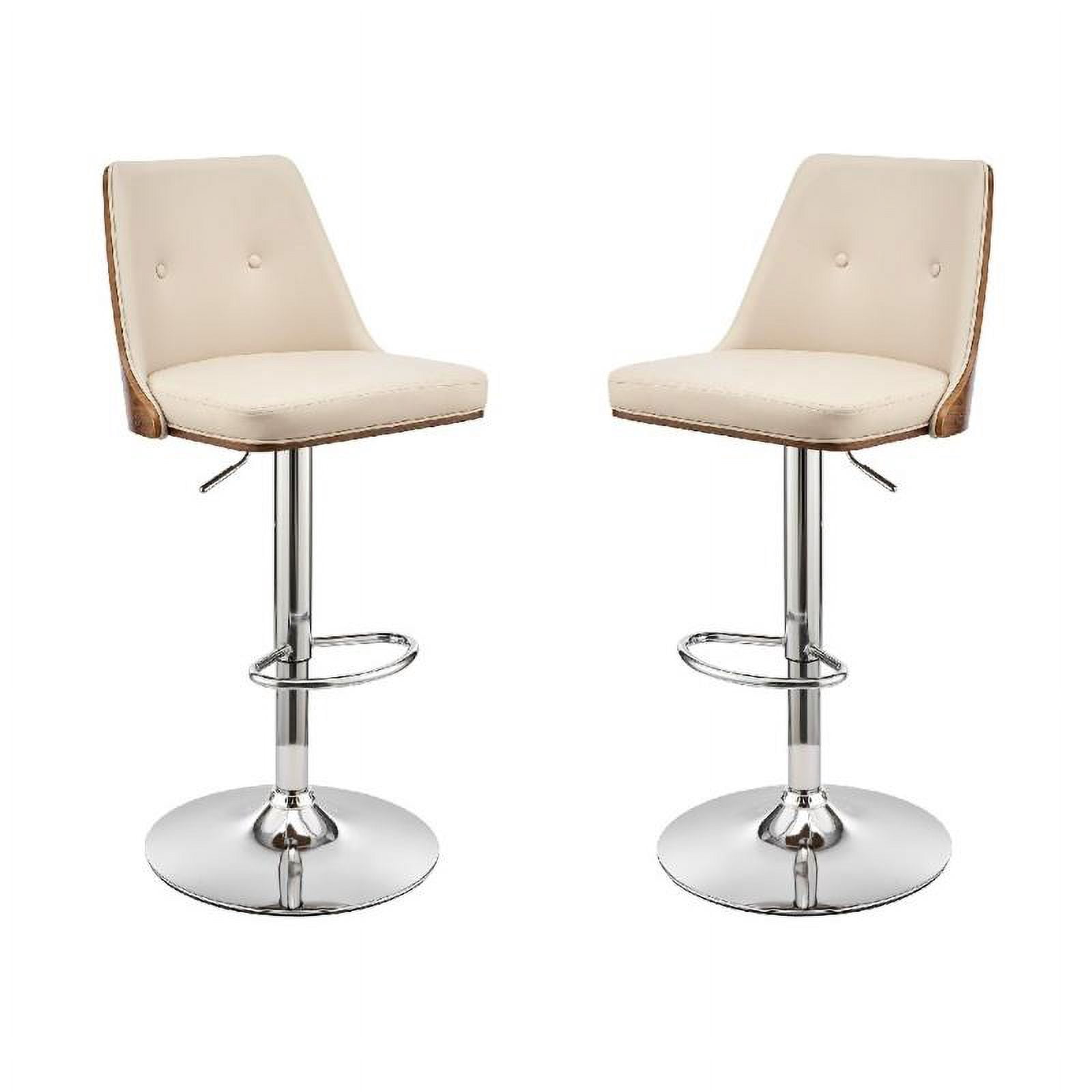 Home Square Faux Leather and Wooden Backing Barstool in Cream & Brown ...