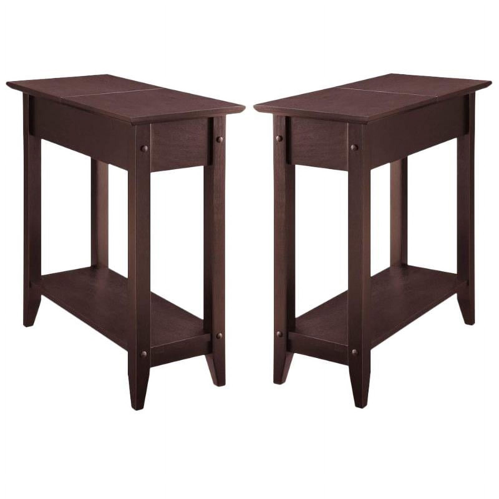 Home Square Flip Top End Table - Espresso Wood Finish - Set of 2 ...