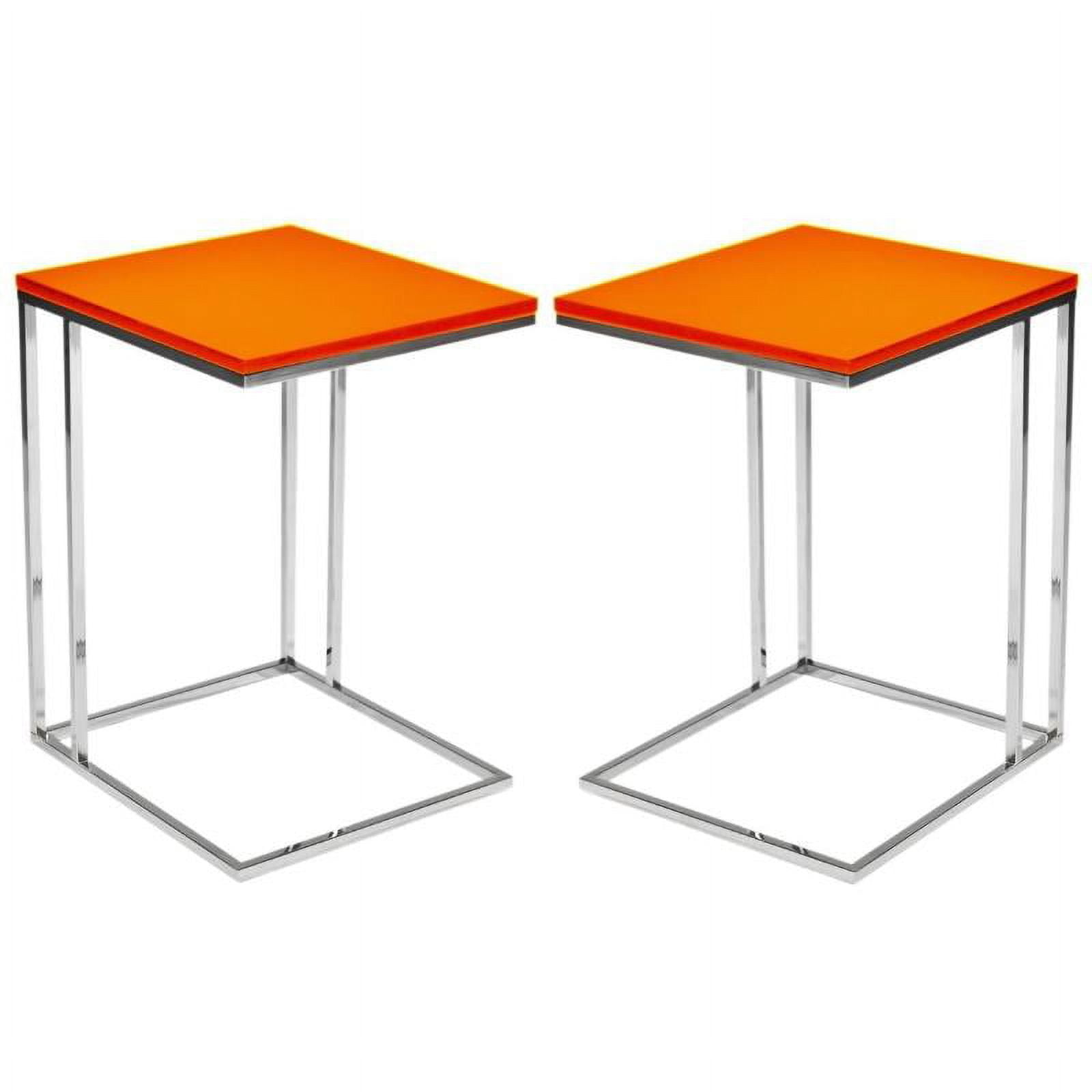 Home Square Fred Gloss Lacquer & Metal Tray Table in Orange - Set of 2 ...