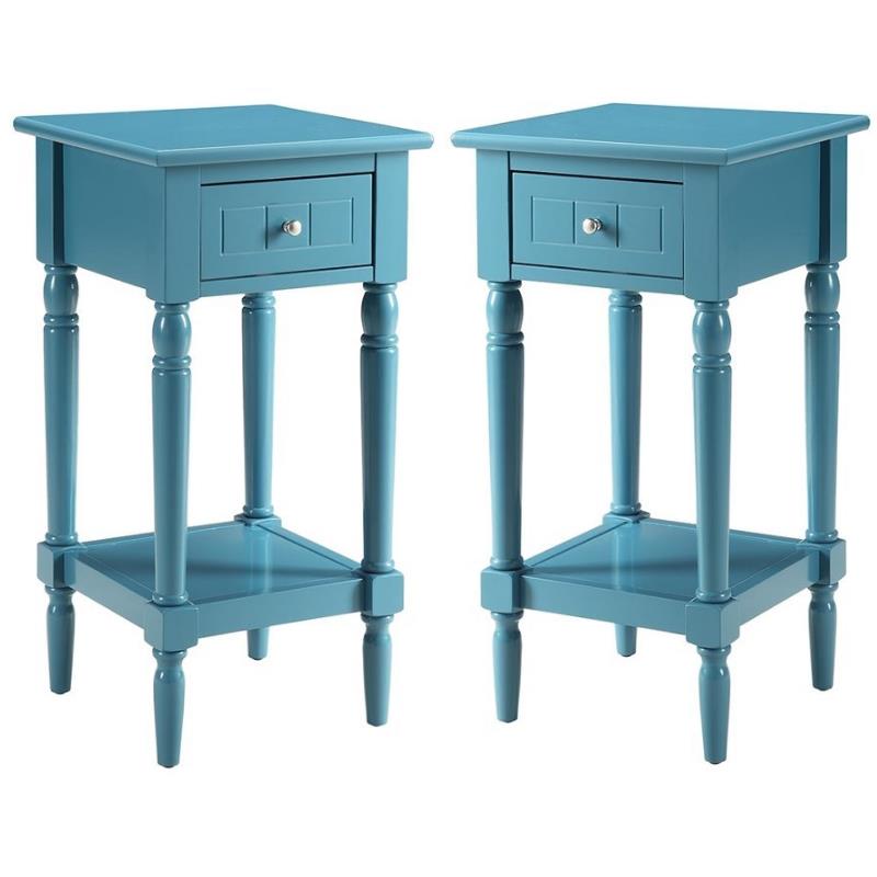 Home Square French Country Square End Table in Blue Wood Finish - Set ...