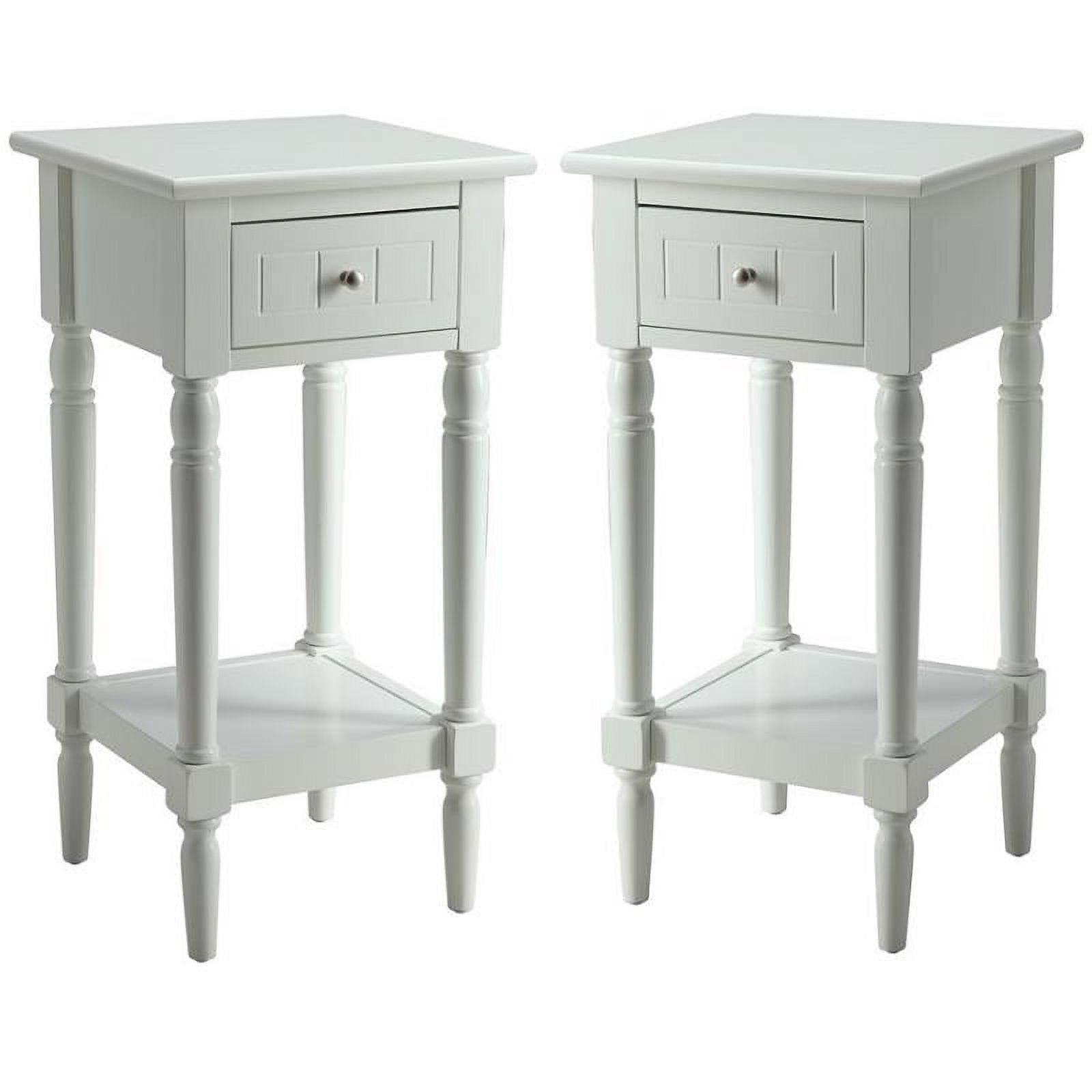 Home Square French Country Square End Table in White Wood Finish - Set ...