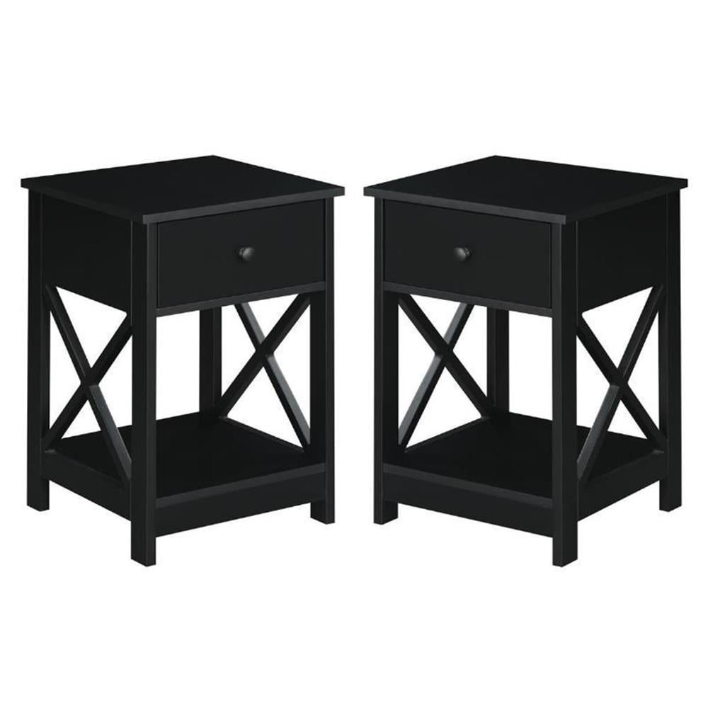 Home Square Furniture One-Drawer End Table in Black Wood Finish - Set ...