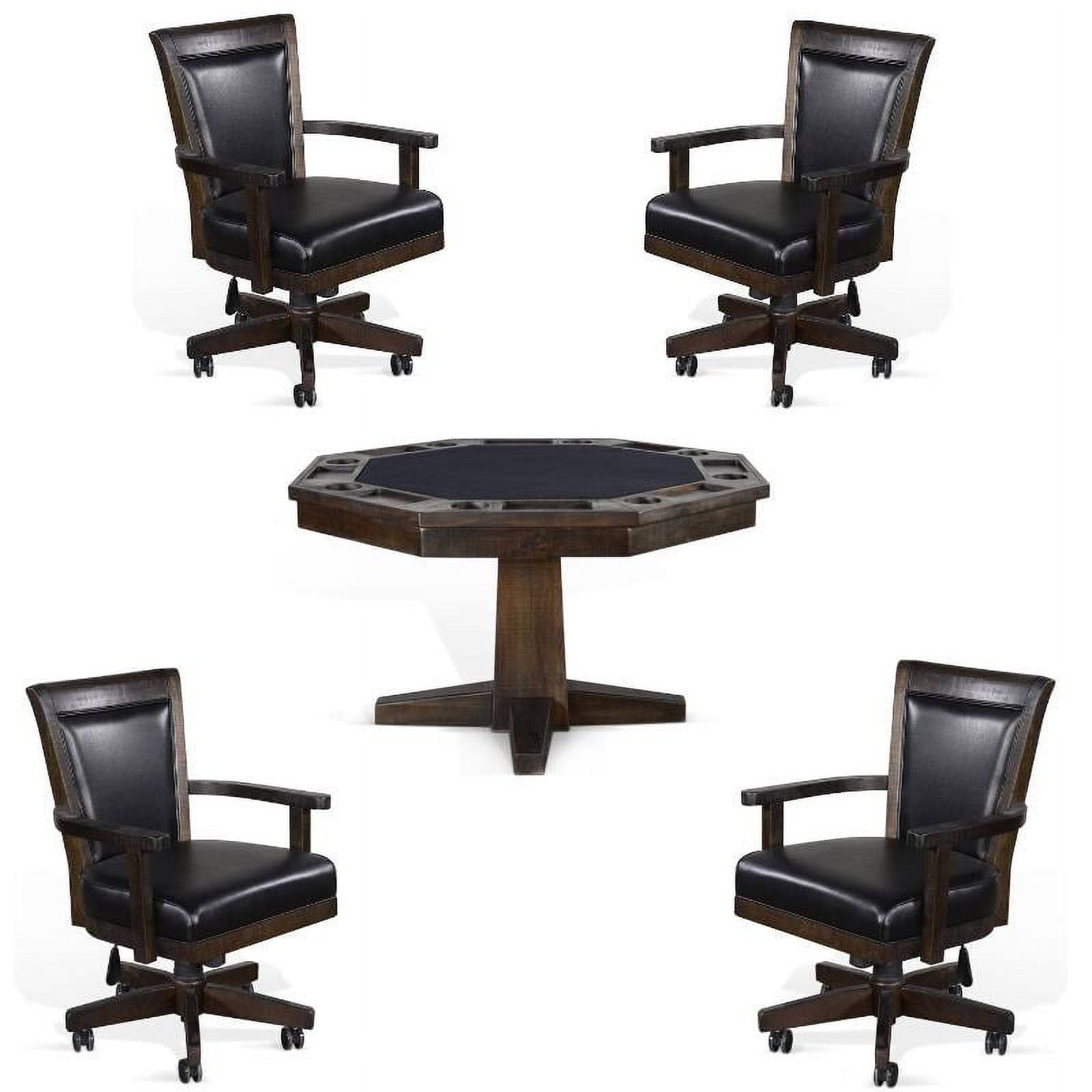Home Square Game and Dining Table Set with Gaming Table and 4 Chairs in ...