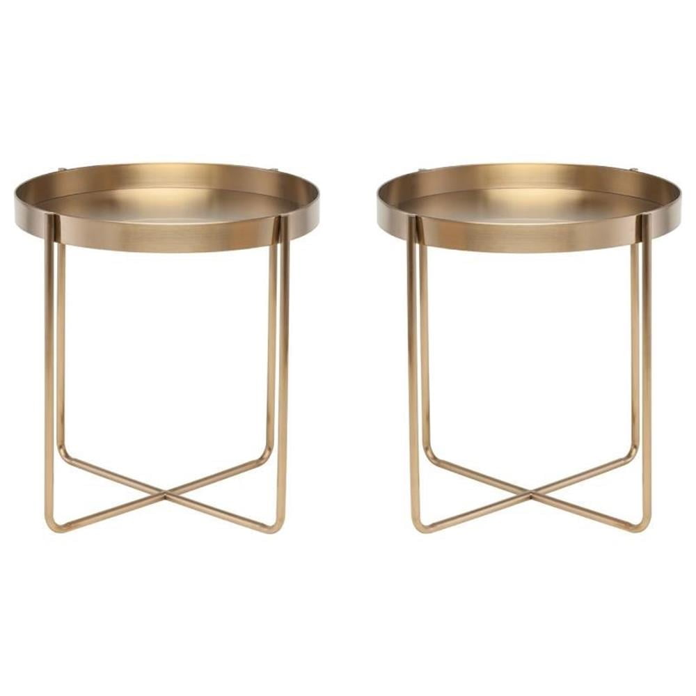 Home Square Gaultier Round Metal End Table in Gold - Set of 2 - Walmart.com