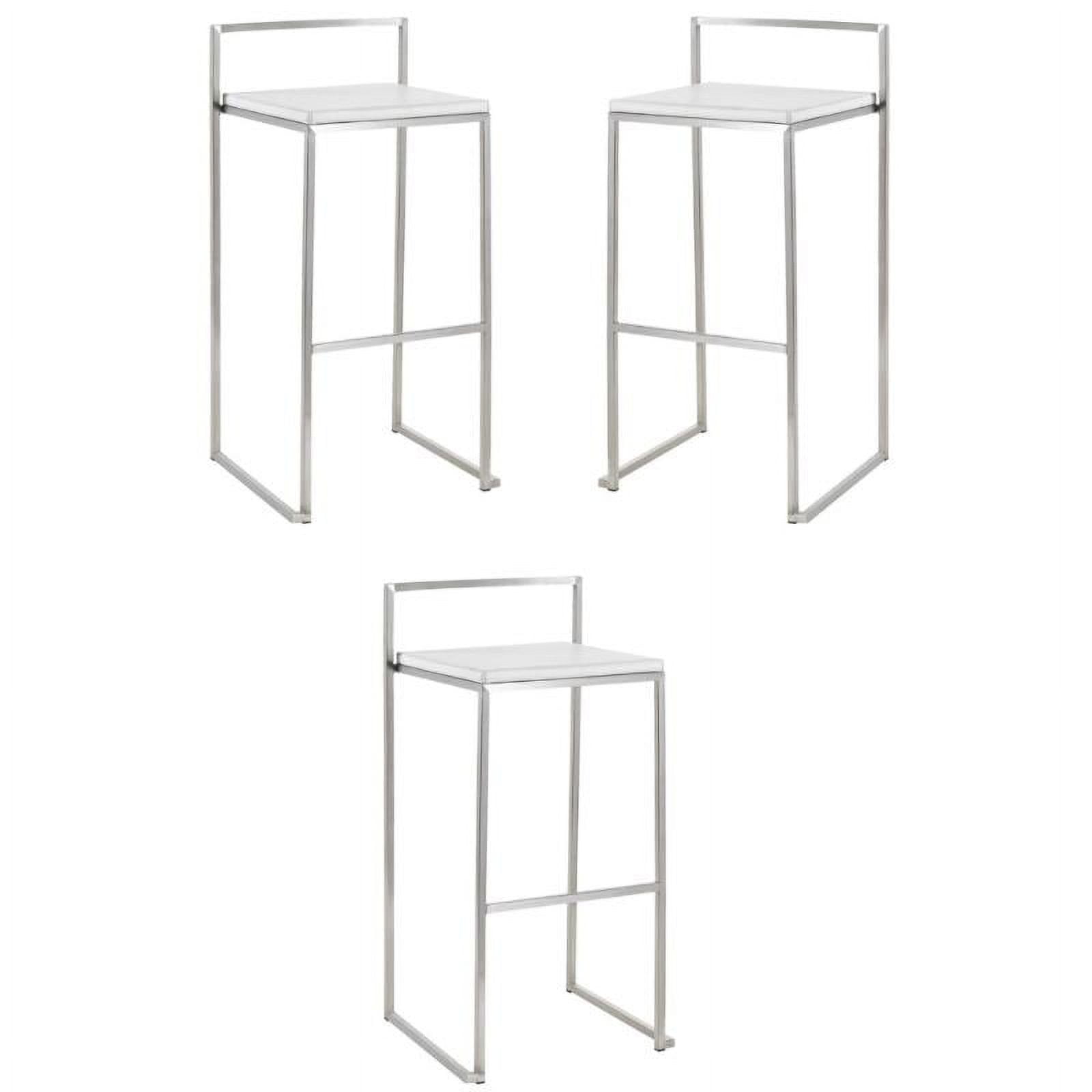 Home Square Genoa 25.5" Leather Stackable Counter Stool in White - Set ...