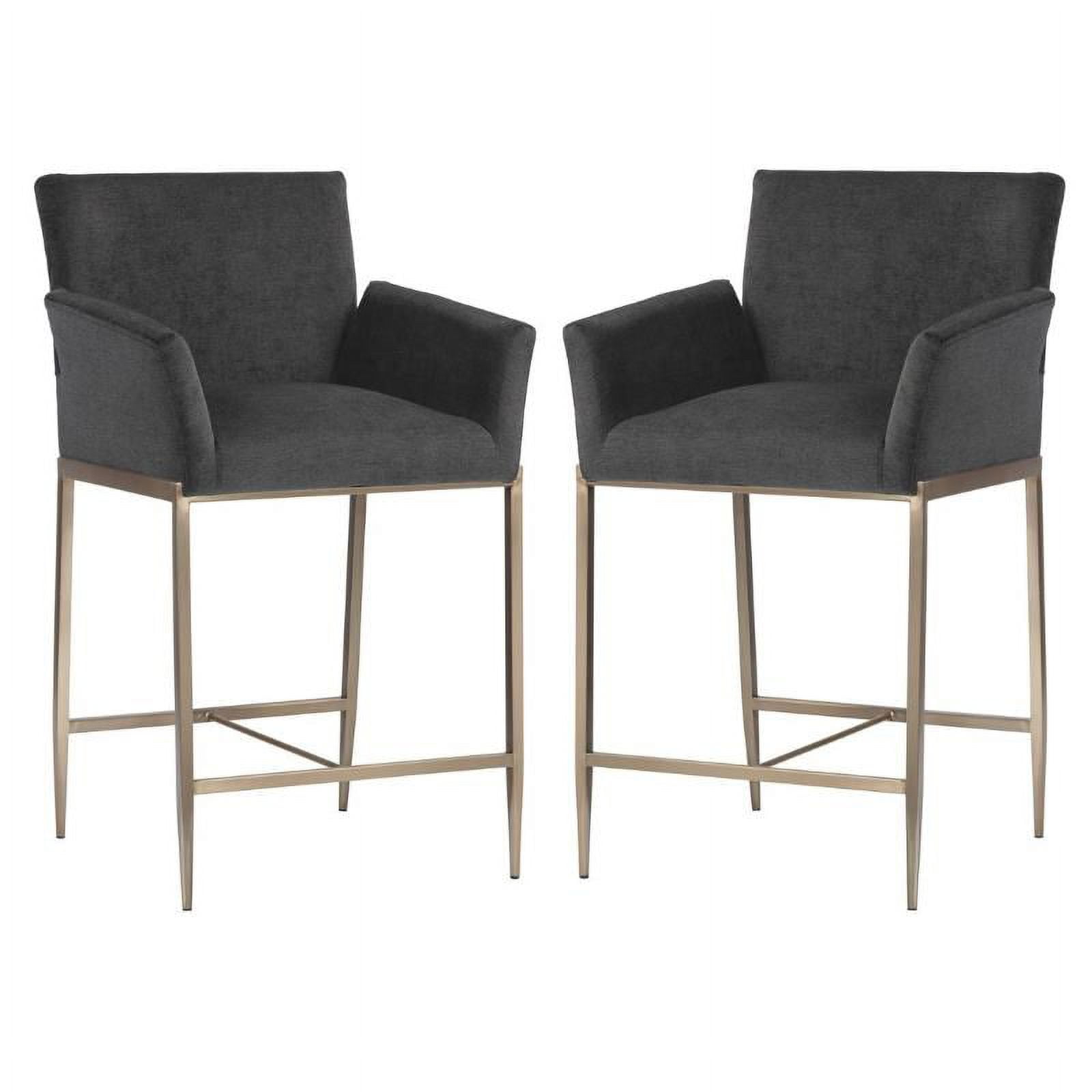 Home Square Gesa 28" Fabric Counter Stool in Kohl Gray/Antique Brass ...