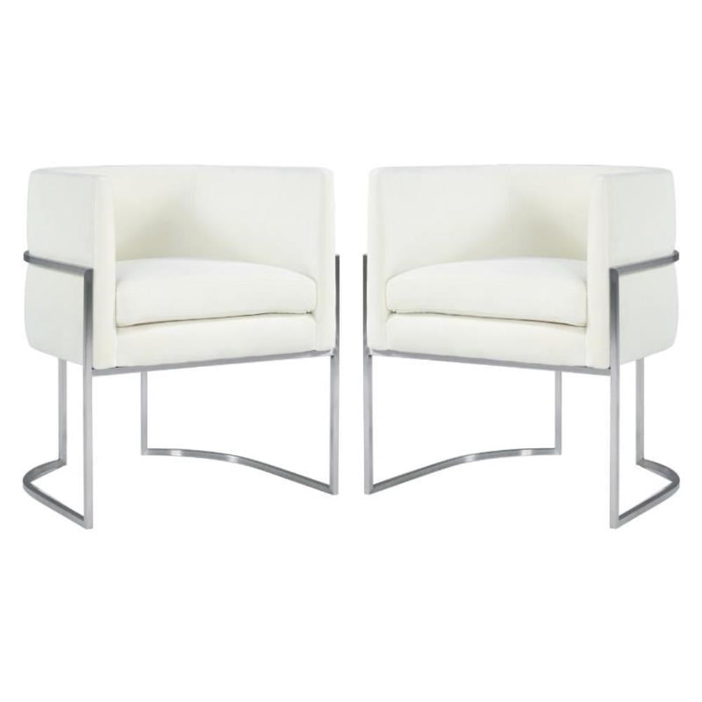 Home Square Giselle 19" Transitional Velvet Dining Chair in Cream - Set ...