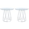 Home Square 12" Modern Crystal Mirrored End Table in Clear - Set of 2 ...