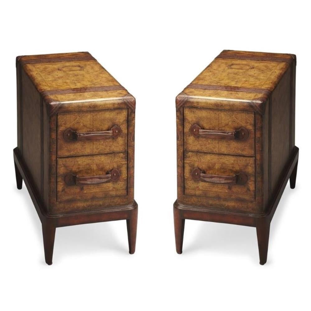 Home Square Heritage Columbus End Table in Old World Map - Set of 2 ...