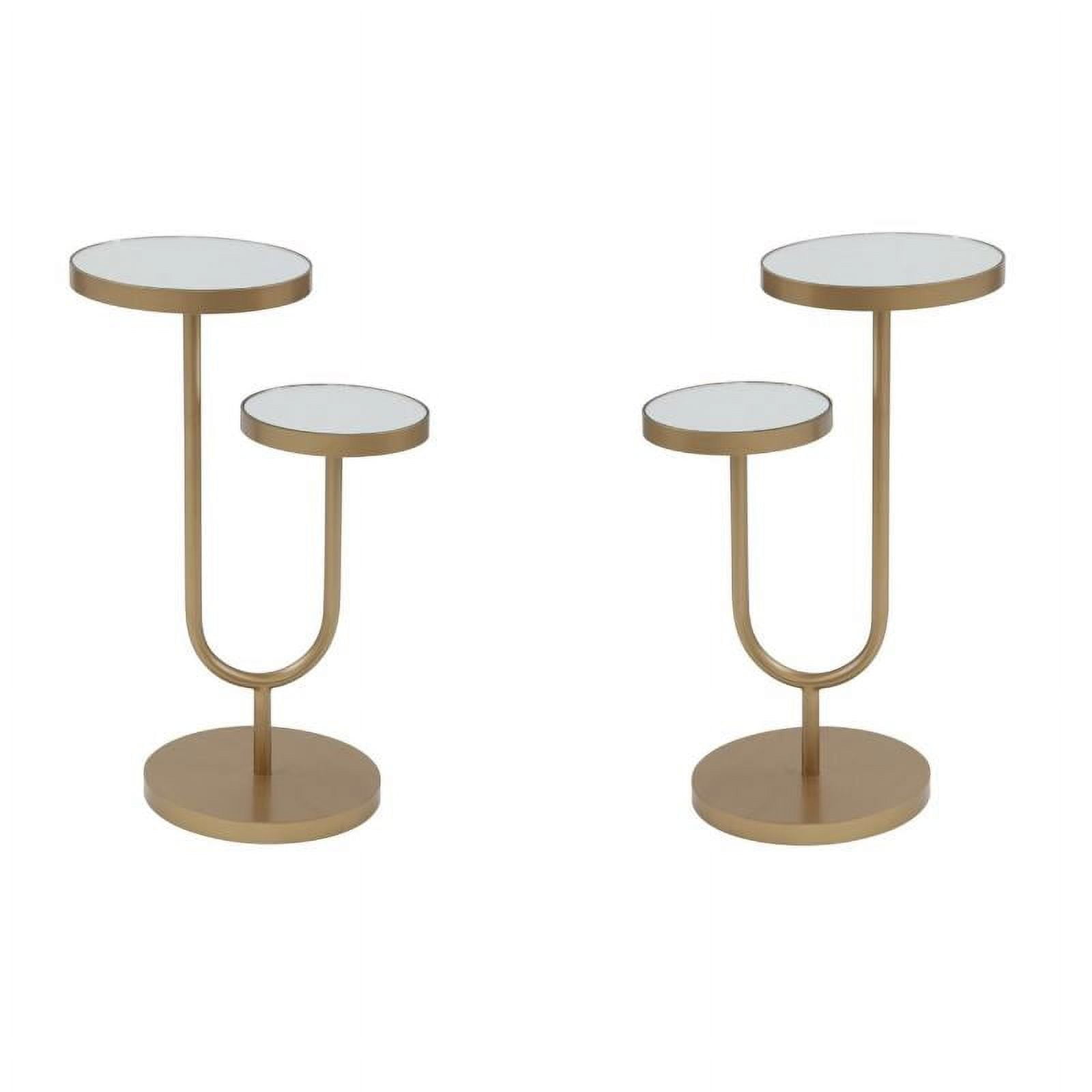 Home Square High-Low Metal Scatter Table in Gold Metal - Set of 2 ...