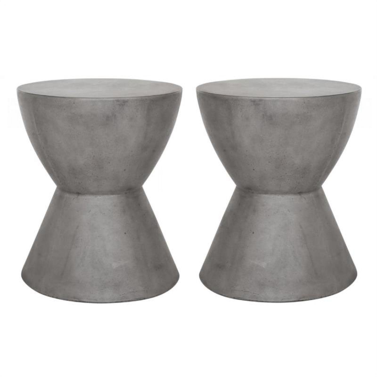 Home Square Hourglass Concrete Outdoor Stool in Gray - Set of 2 ...