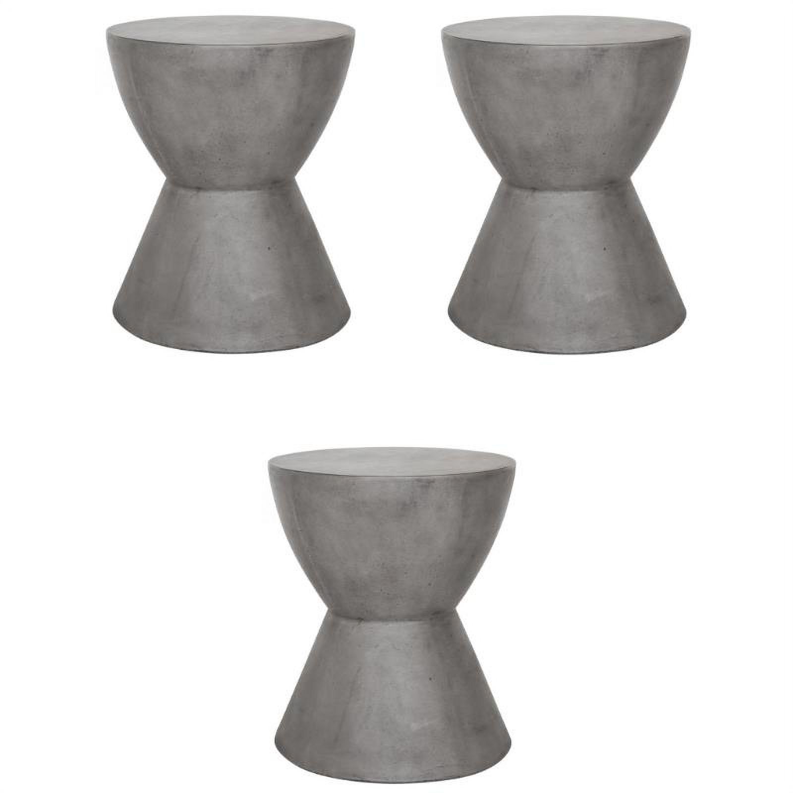 Home Square Hourglass Concrete Outdoor Stool in Gray - Set of 3 ...