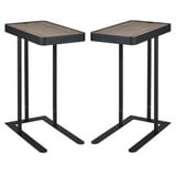 Home Square Industrial Metal Adjustable Side Table in Sand Black - Set ...