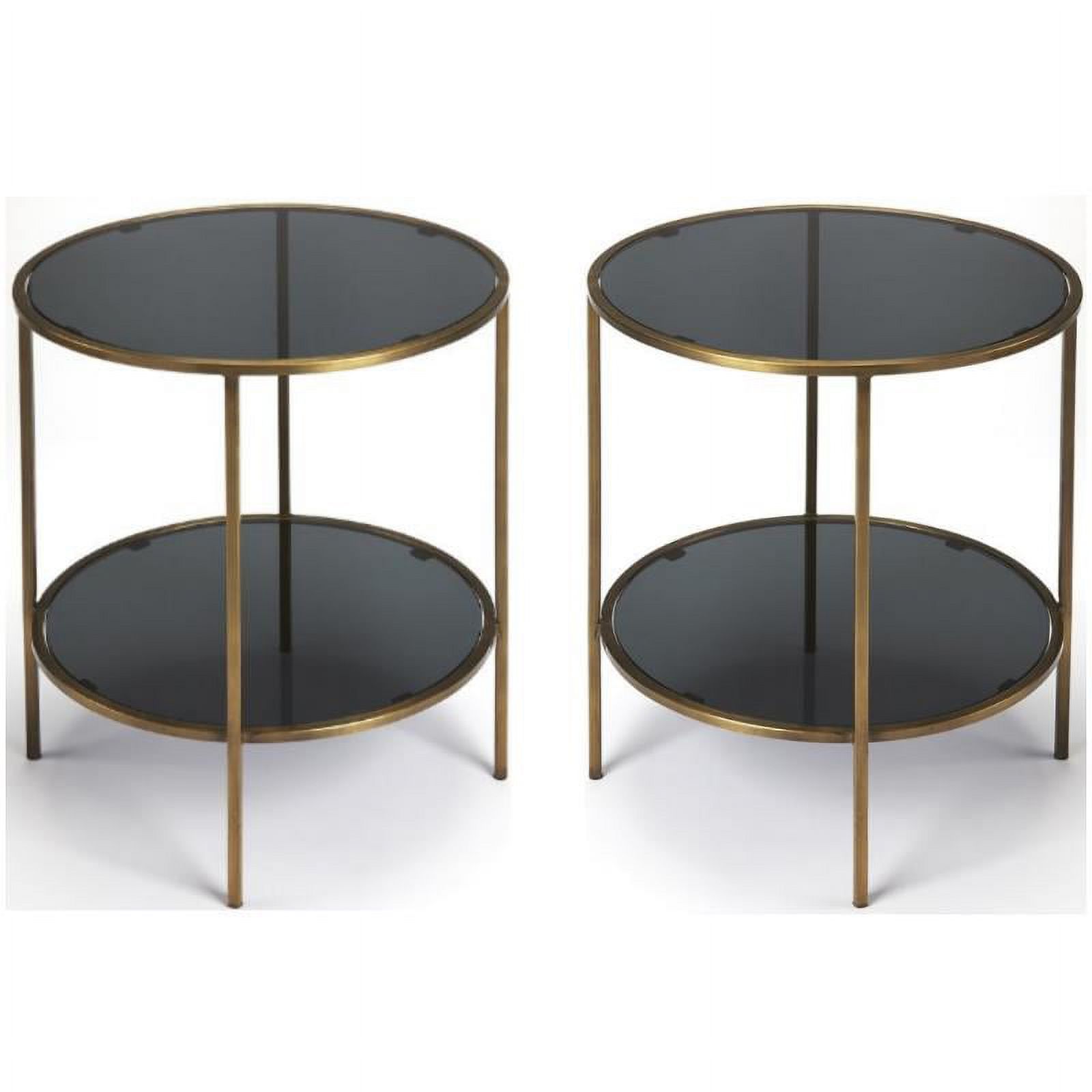 Home Square Iron and Glass End Table in Antique Gold and Black - Set of ...