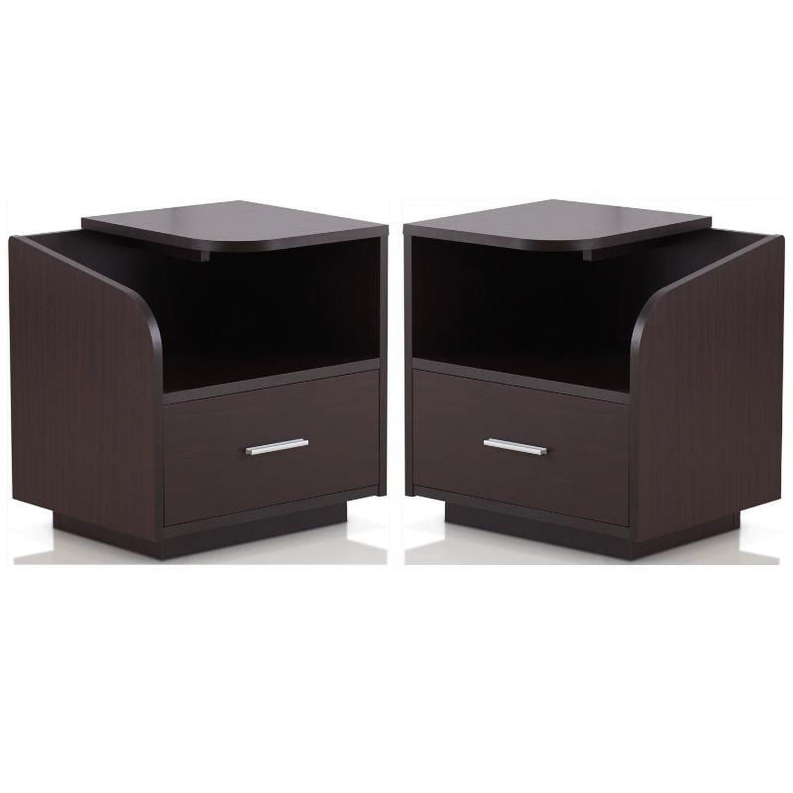 Home Square Isabel Transitional Wood Cut-Out End Table in Walnut - Set ...