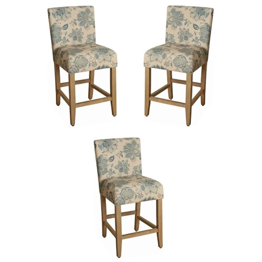 Home Square Lexie 39.5" Wood and Fabric Height Barstool in Blue - Set ...