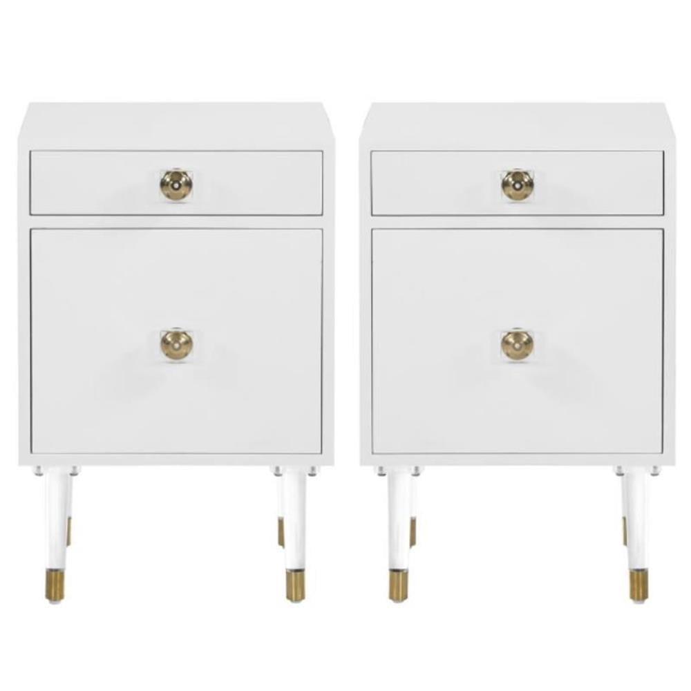 Home Square Lia Accent Table in Matte White & Acrylic - Set of 2 ...