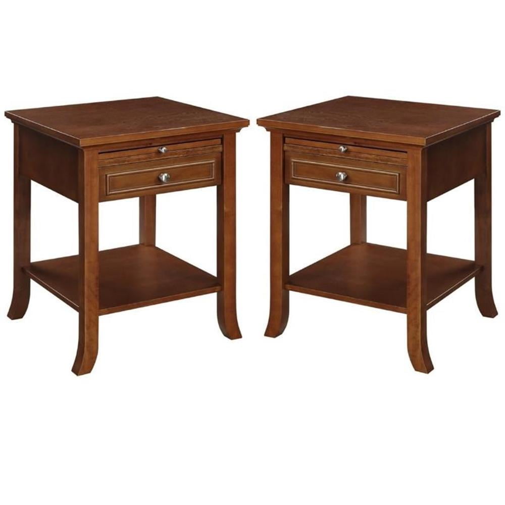 Home Square Logan End Table in Espresso Wood Finish - Set of 2 ...