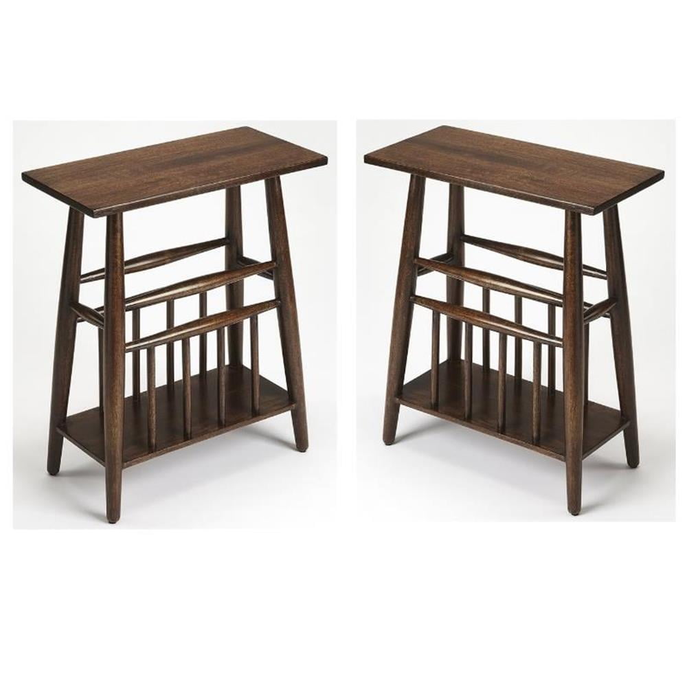 Home Square Magazine Rack End Table in Dark Brown - Set of 2 - Walmart.com