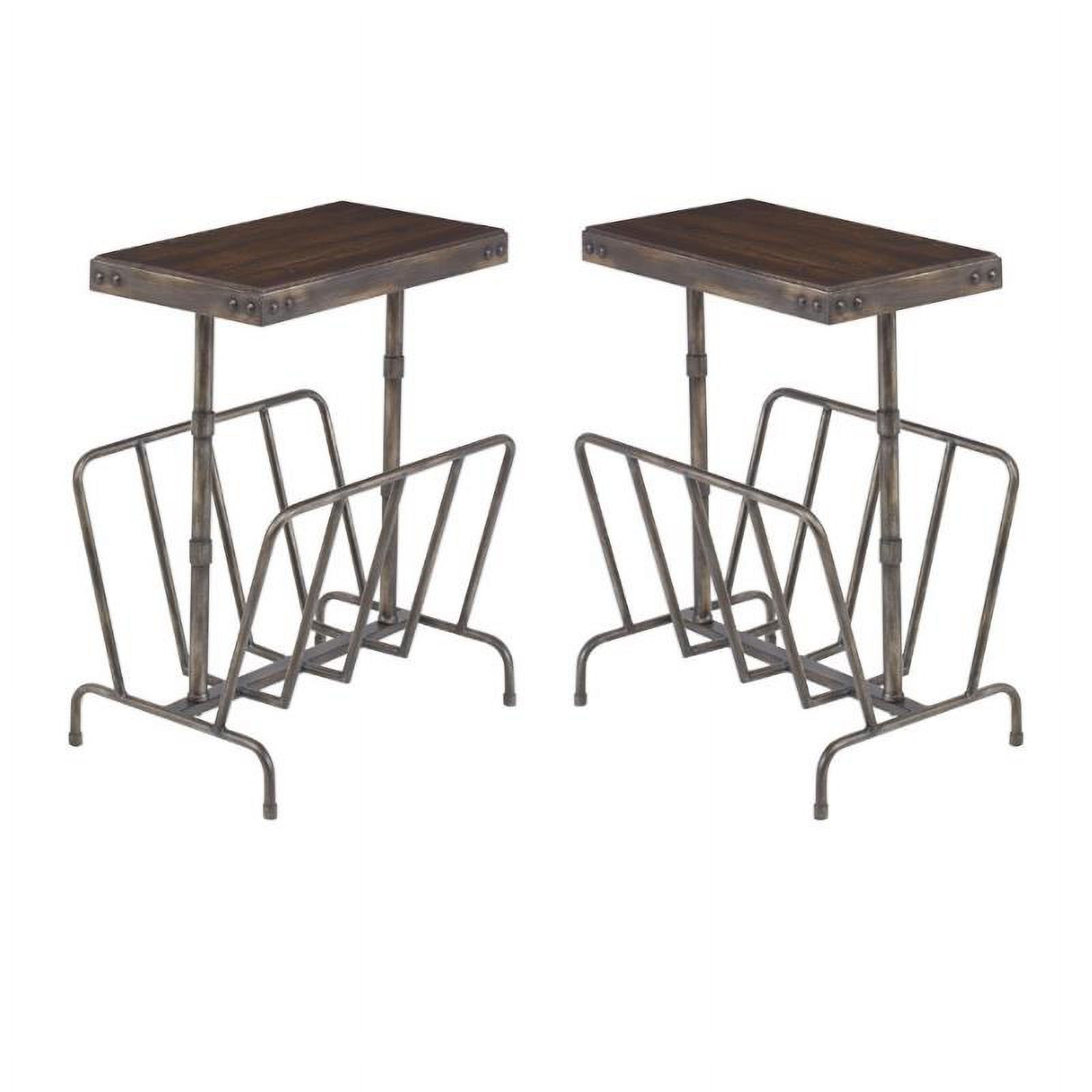 Home Square Magazine Rack End Table in Warm Walnut and Gray - Set of 2 ...