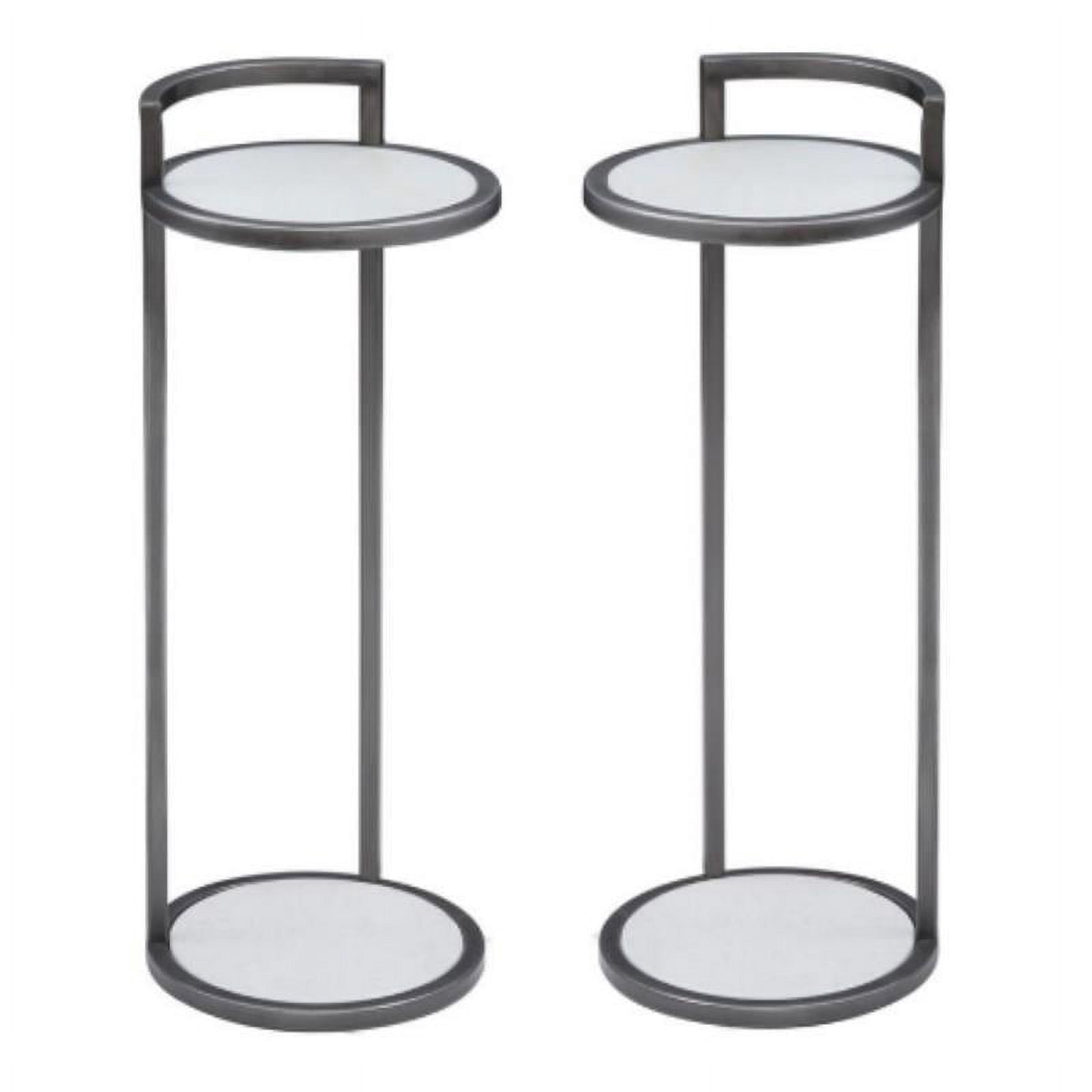 Home Square Marble Scatter Table in Black and White - Set of 2 ...