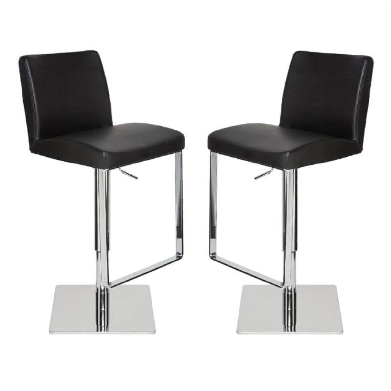 "Home Square Matteo Leather Bar Stools in Black, Adjustable Counter ...