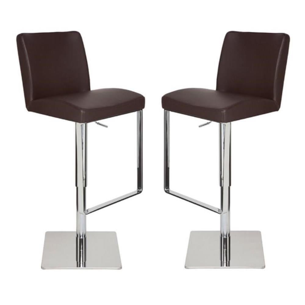 Home Square Matteo Adjustable Counter Height Leather Bar Stools in ...