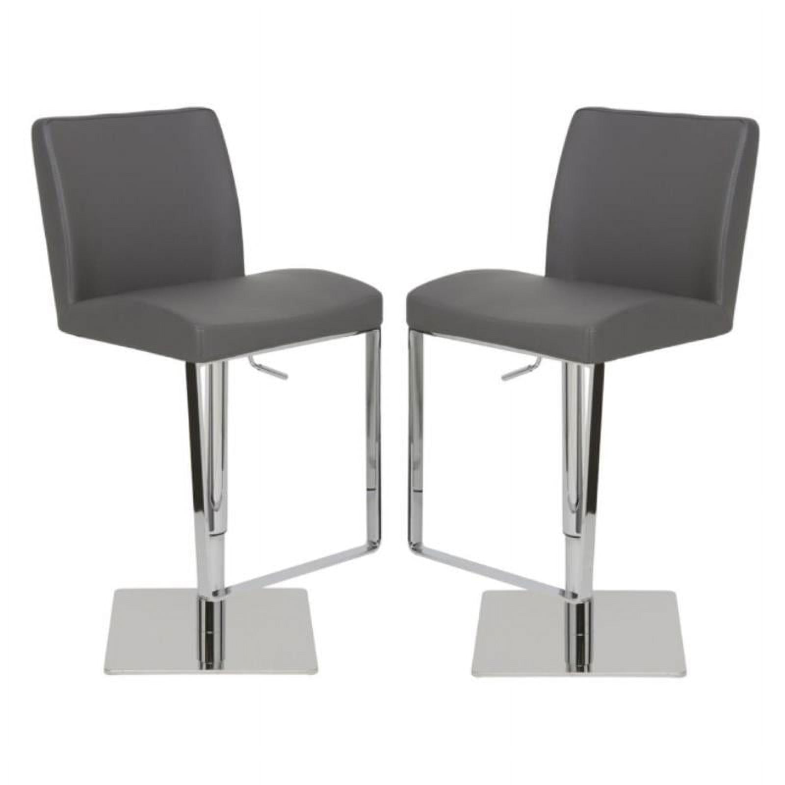 Home Square Matteo Adjustable Leather Bar Stool in Dark Gray - Set of 2 ...