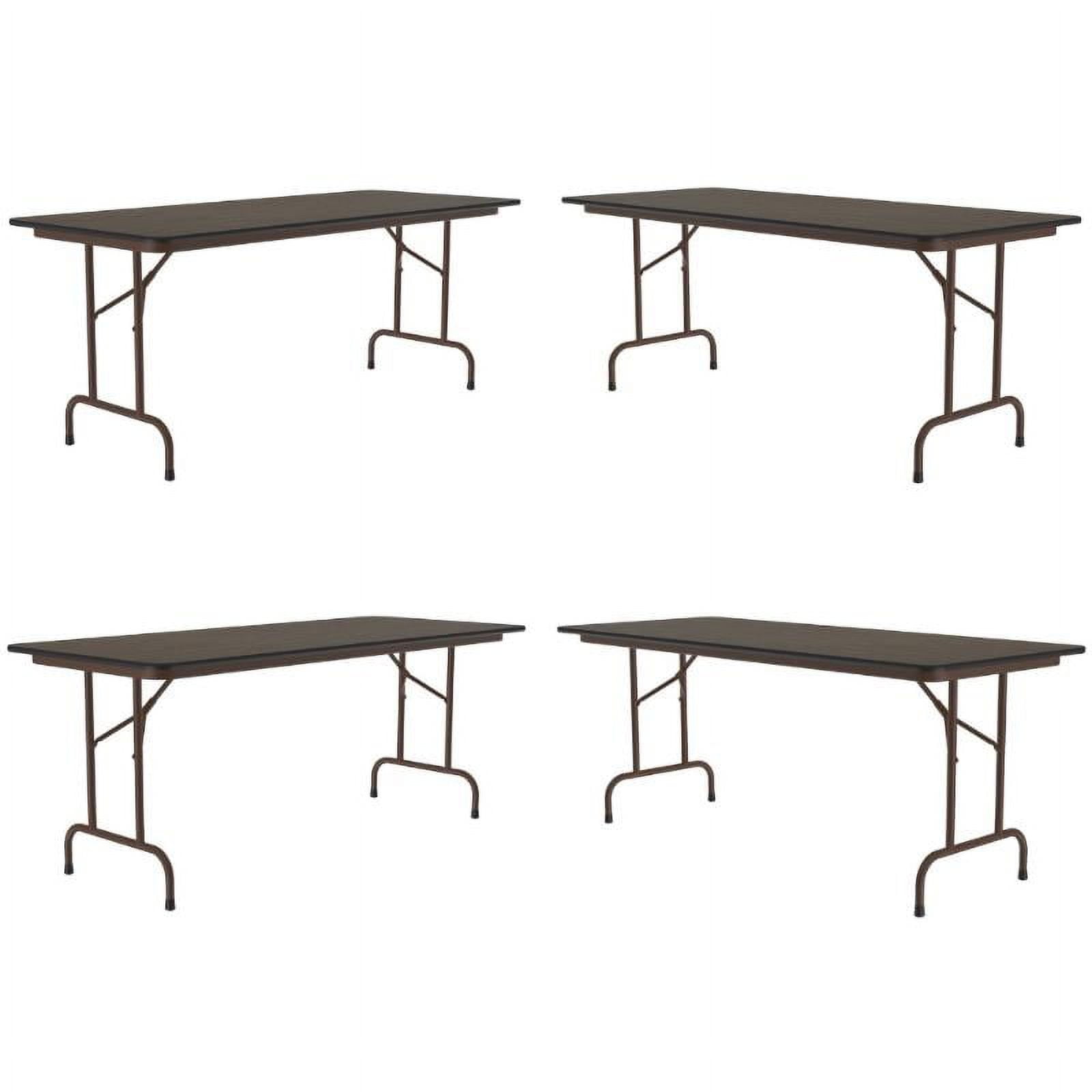 Home Square Melamine Top Folding Table in Walnut Finish - Set of 4 ...