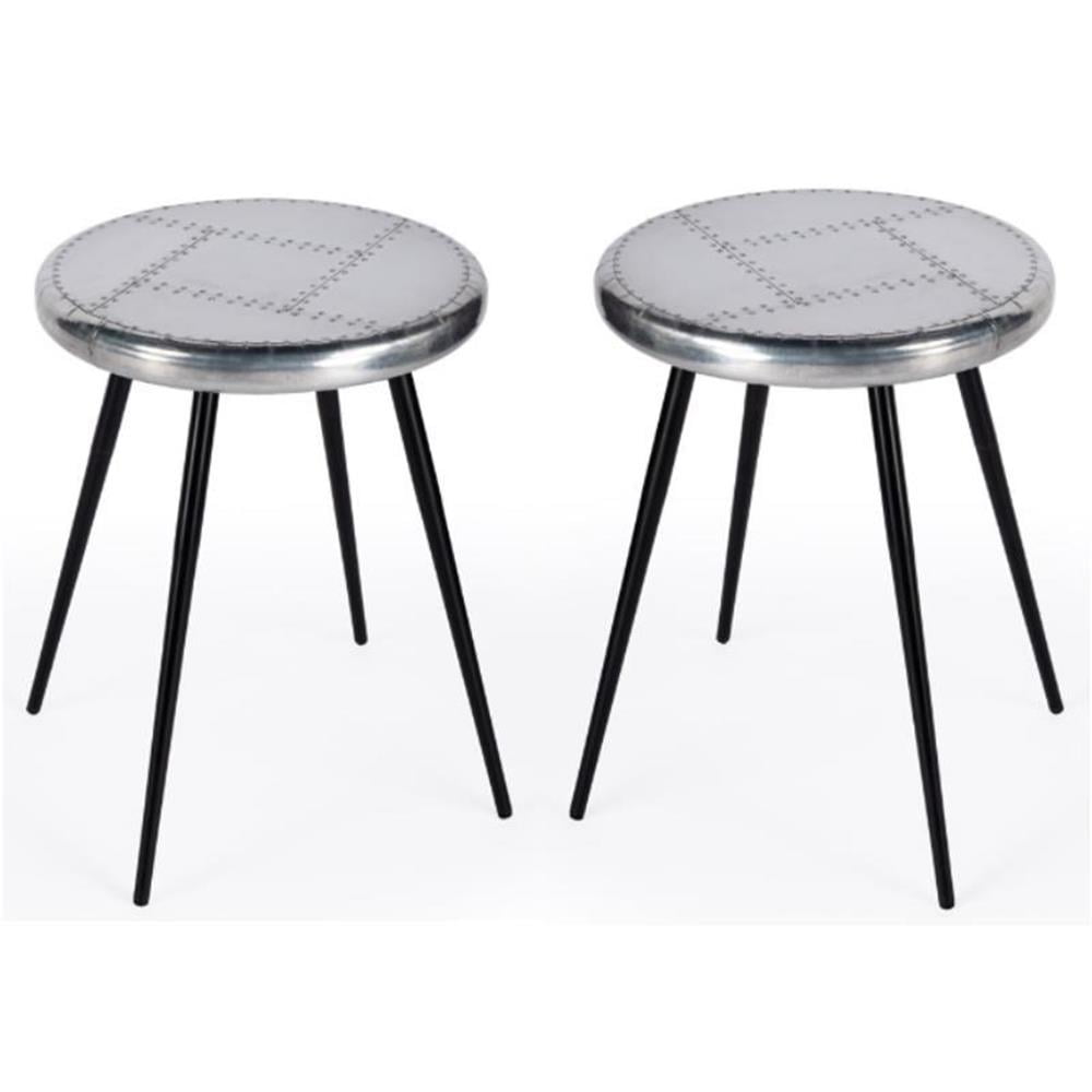 Home Square Metal Aviator Accent Table in Silver Finish - Set of 2 ...