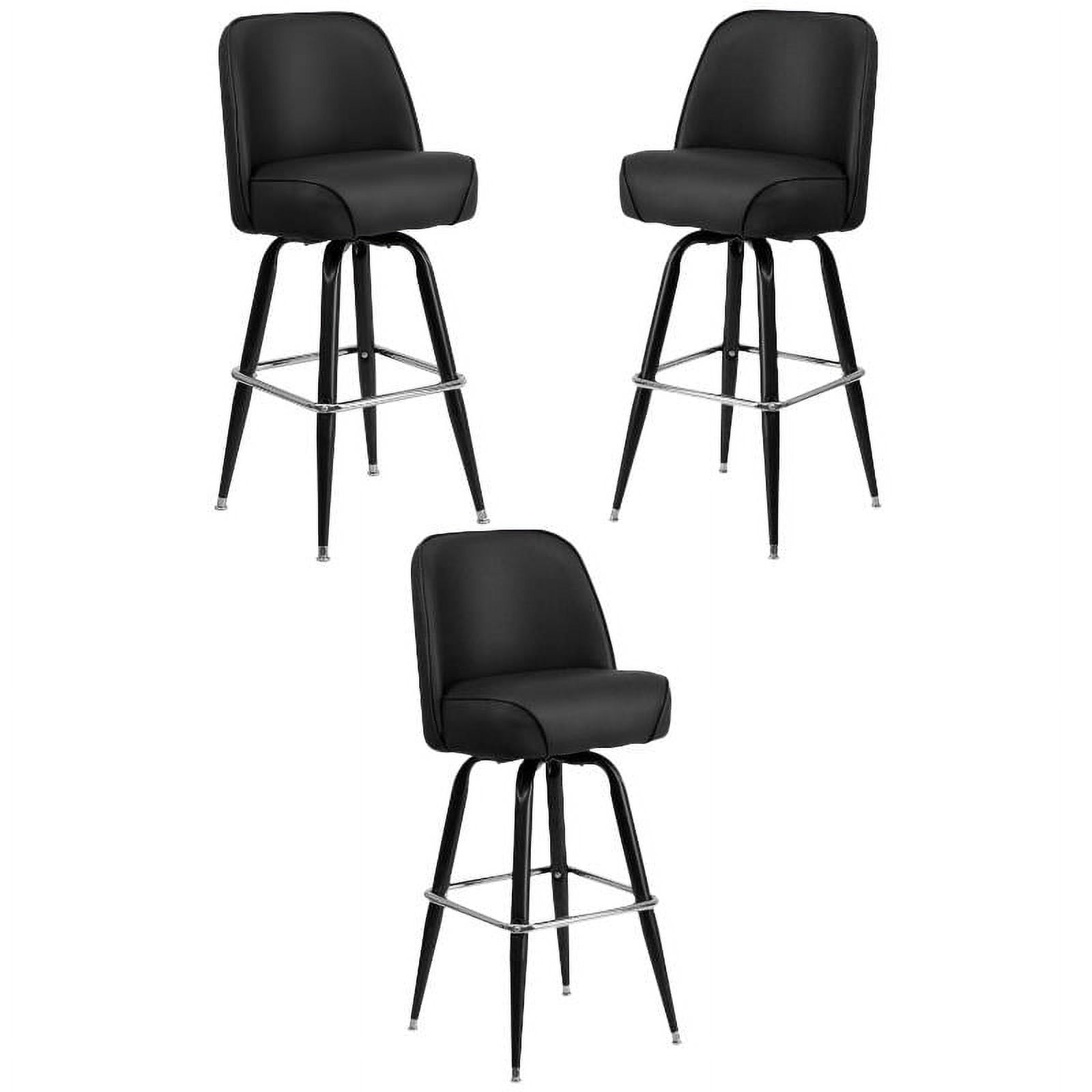 Home Square Metal Barstool With Swivel Bucket Seat In Black - Set of 3 ...