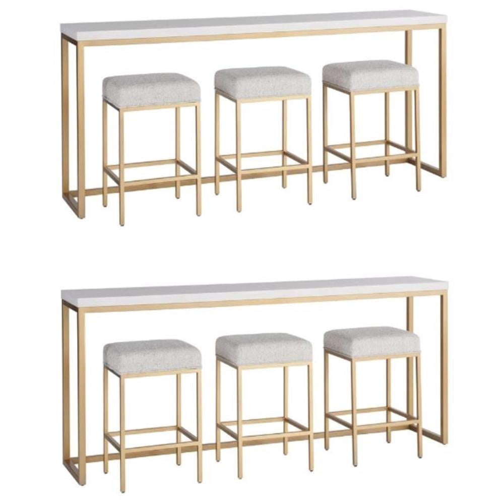 Home Square Metal Console Table in Gold and White Top - Set of 2 ...