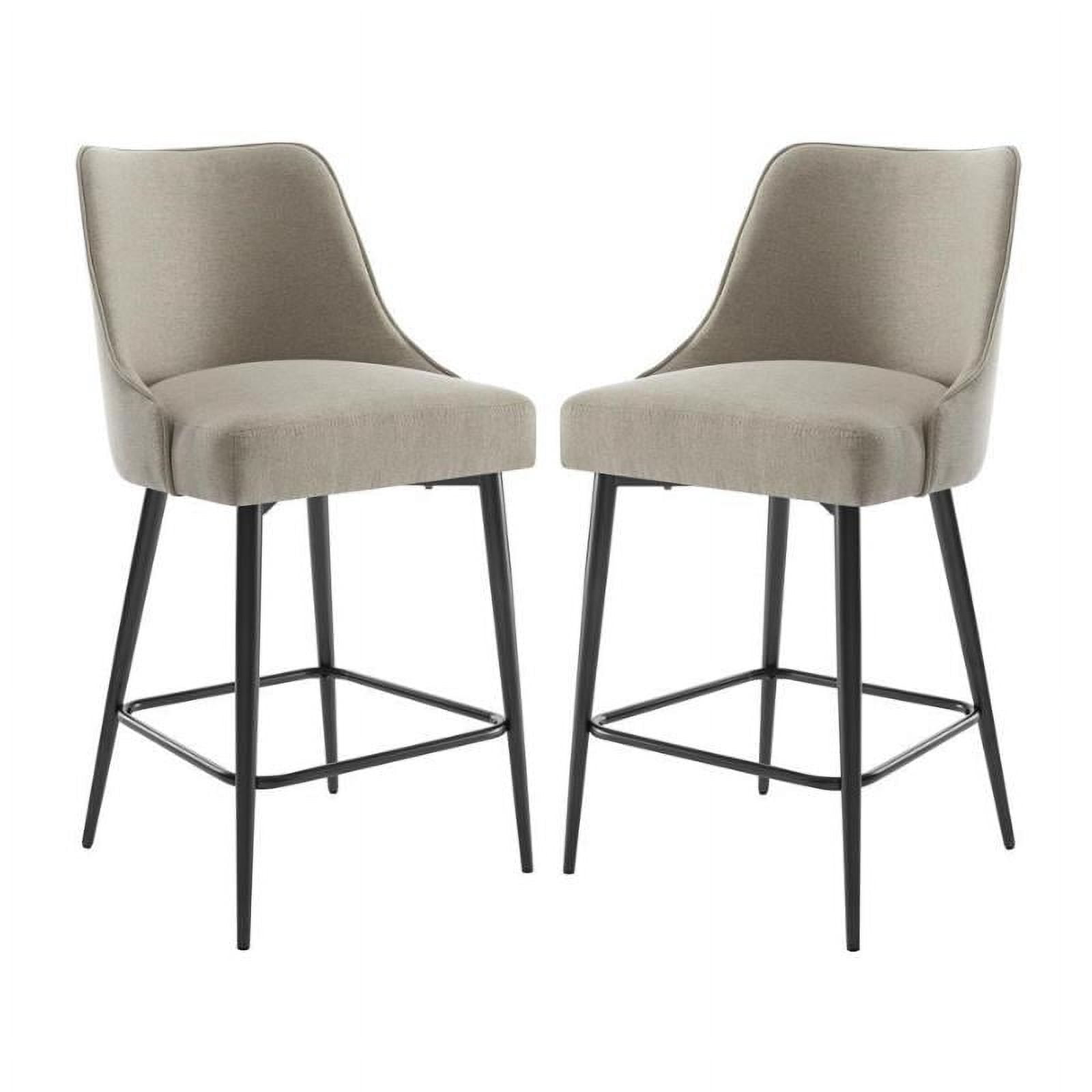 Home Square Metal Counter Stool in Khaki Beige Fabric - Set of 2 ...