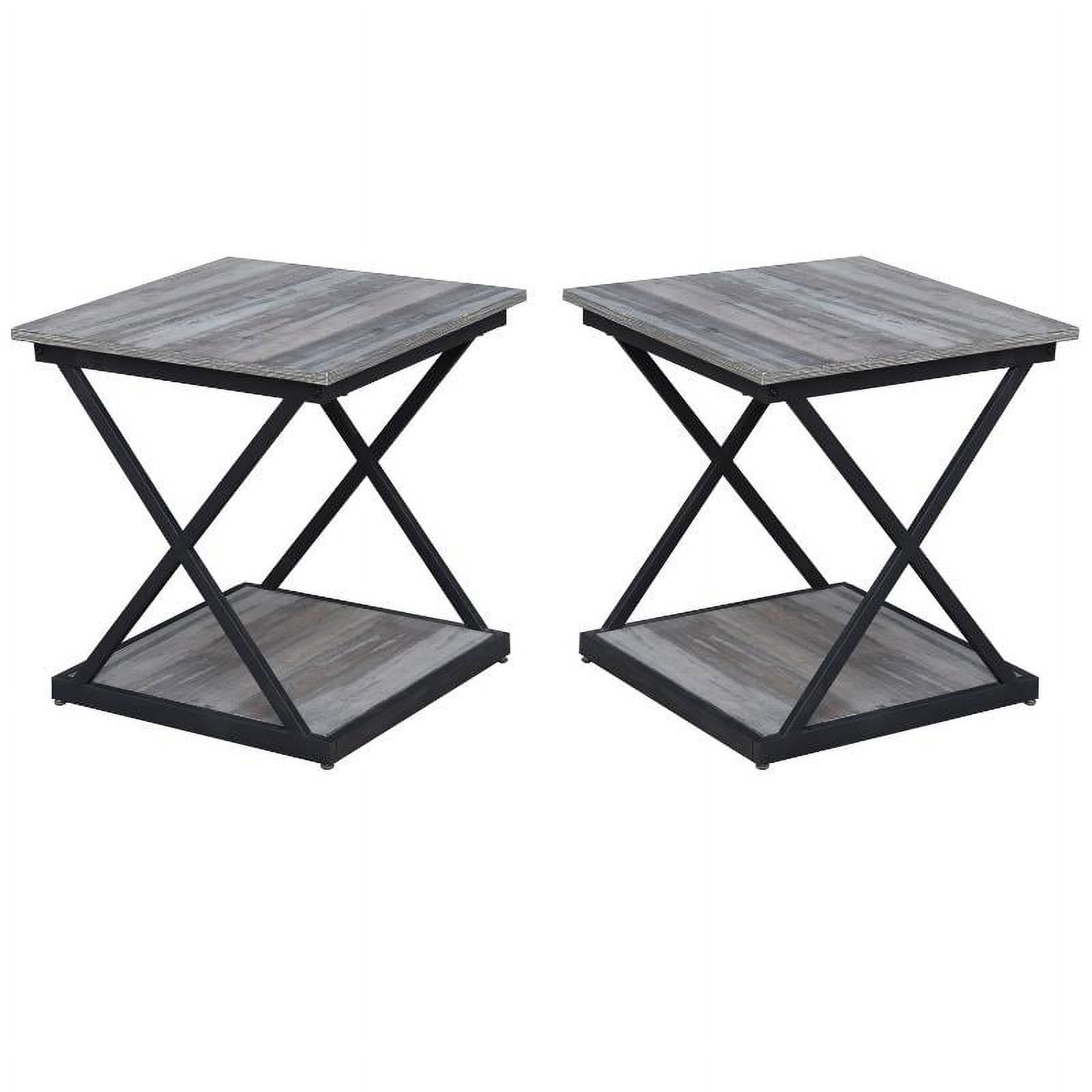 Home Square Metal Side Table in Gray and Black Finish - Set of 2 ...