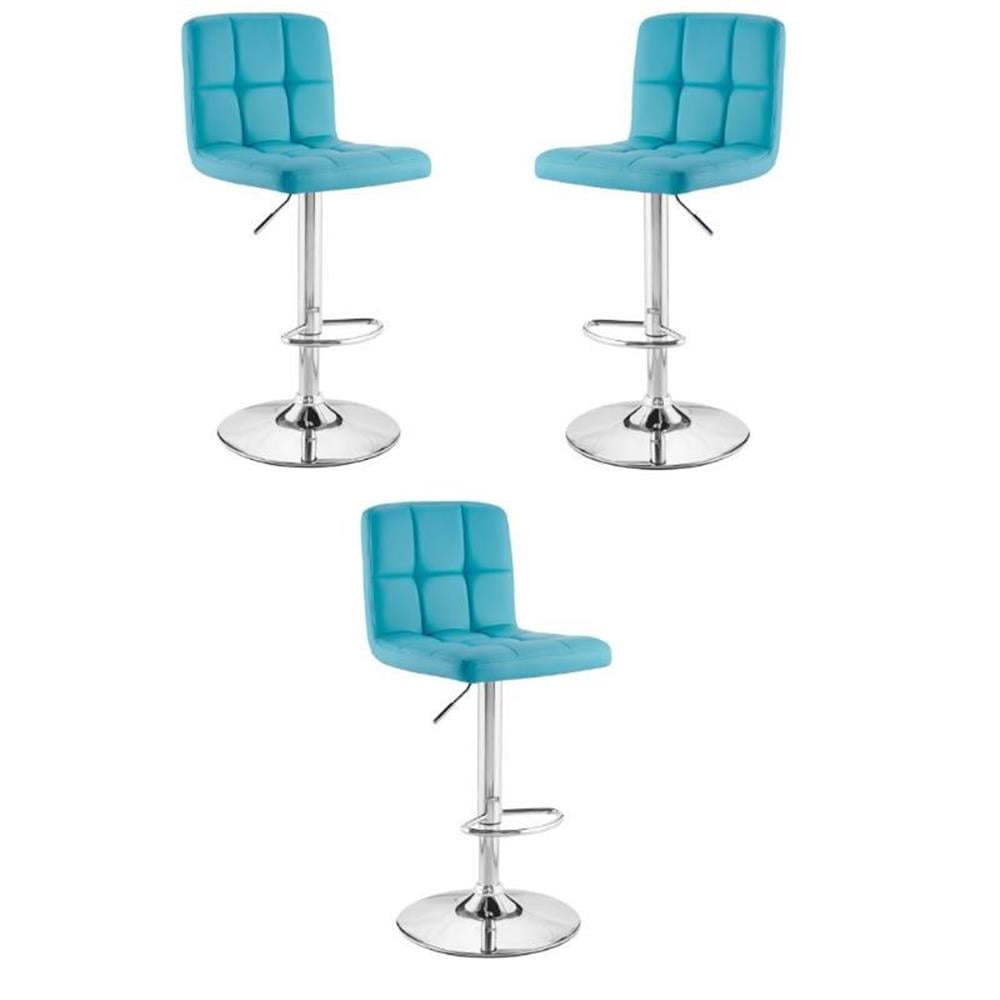 Home Square Metal Upholstered Adjustable Barstool in Teal Blue - Set of ...