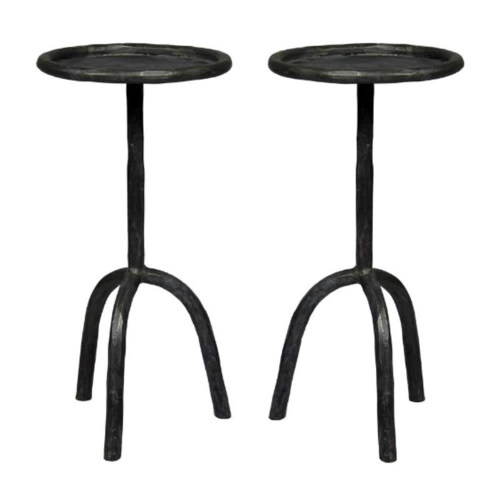 Home Square Brock Cast Iron & Solid Wood Side Top End Table in Black ...