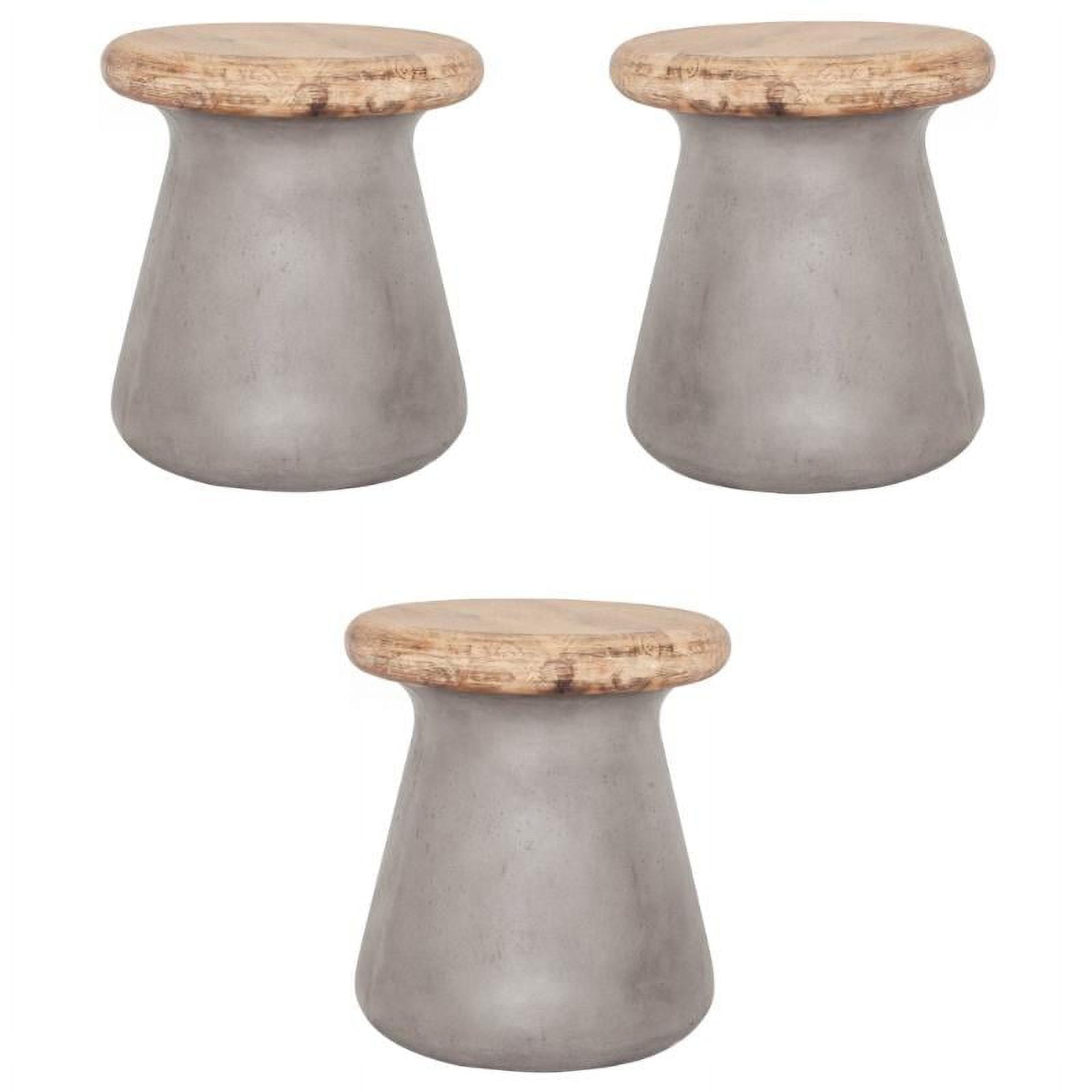 Home Square Modern Concrete Outdoor Stool in Gray - Set of 3 - Walmart.com