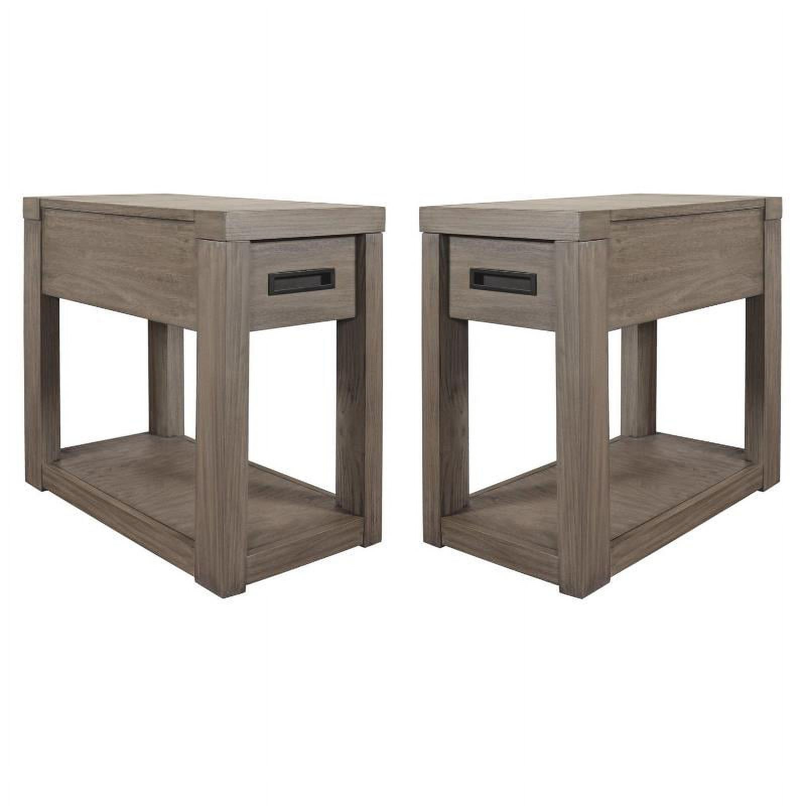 Home Square Modern Contemporary Chairside Table in Gray Wash - Set of 2 ...