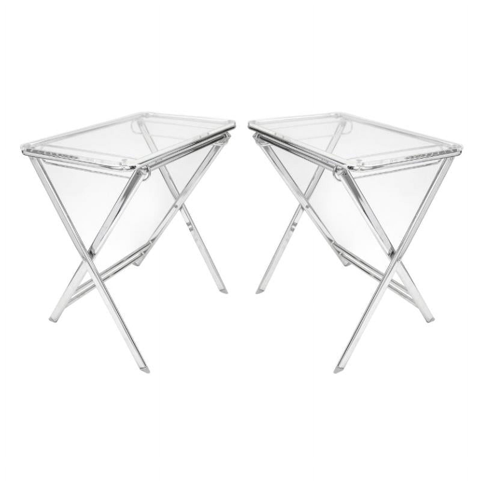 Home Square Modern Foldable End Table Tray With Acrylic Top in Clear ...