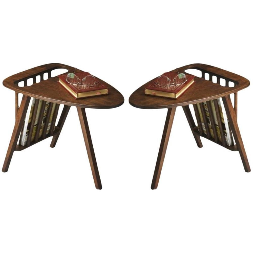 Home Square Modern Magazine Table in Aged Brown - Set of 2 - Walmart.com