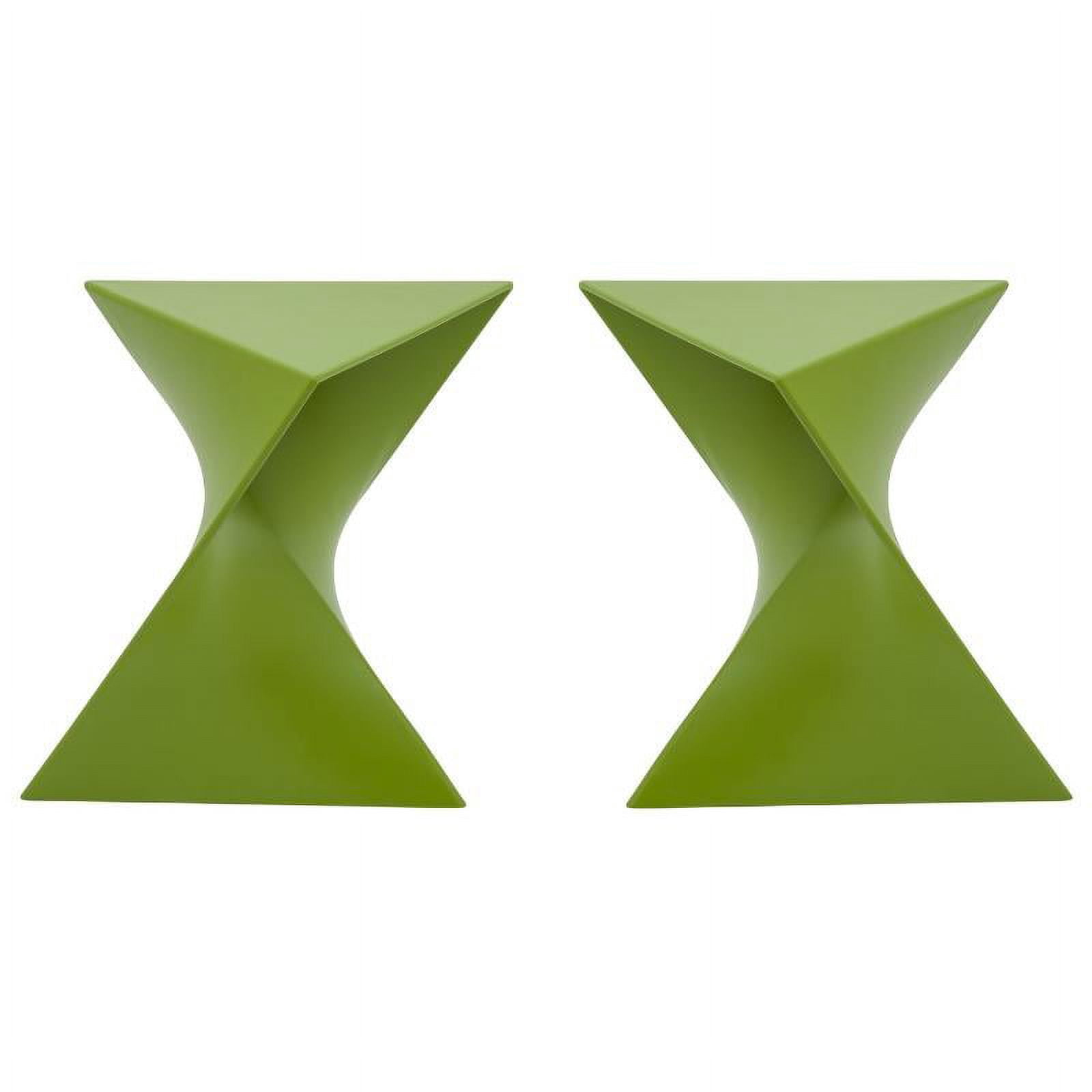 Home Square Modern Plastic Triangle End Table in Green - Set of 2 ...