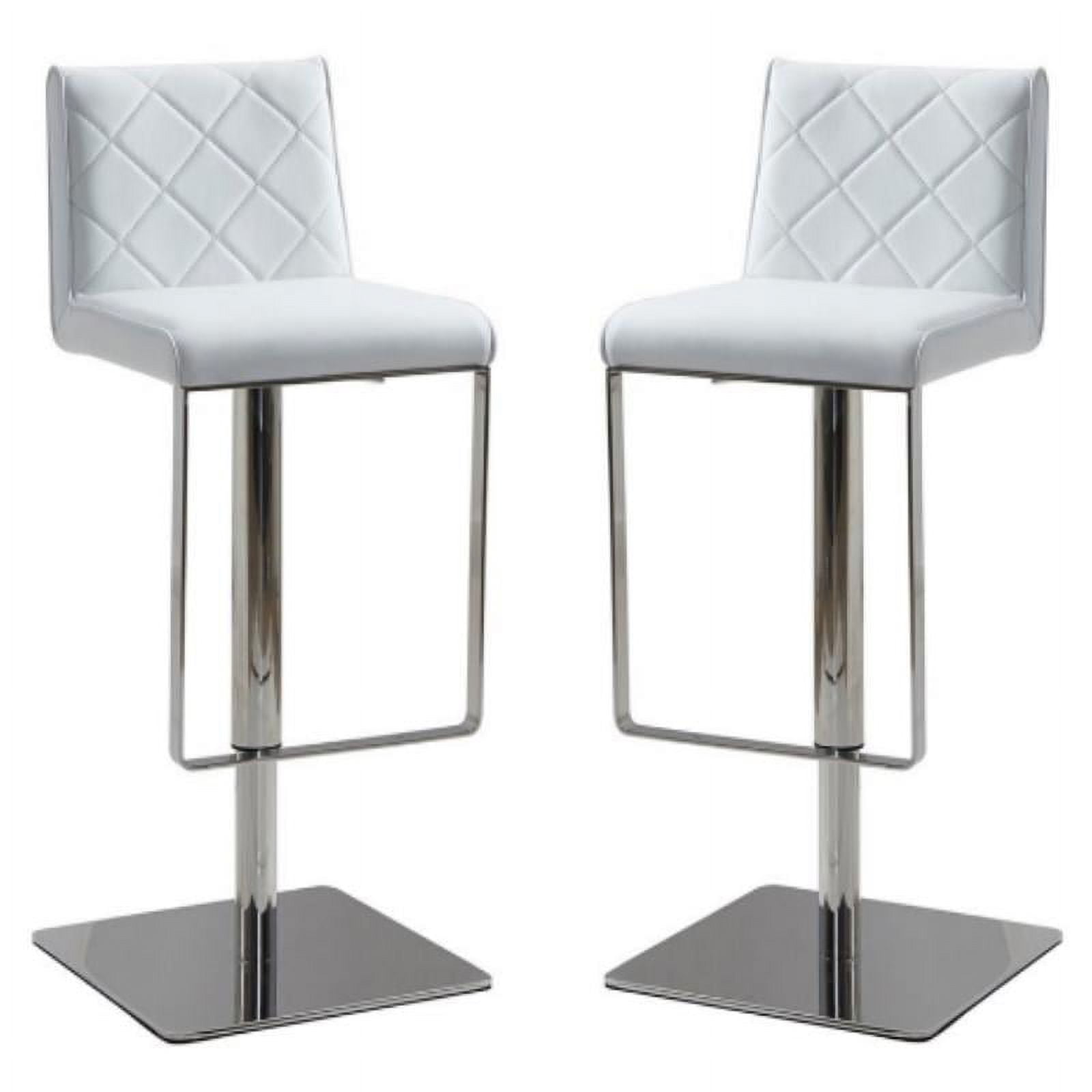 Home Square Modern Stainless Steel Adjustable Bar Stool in White - Set ...